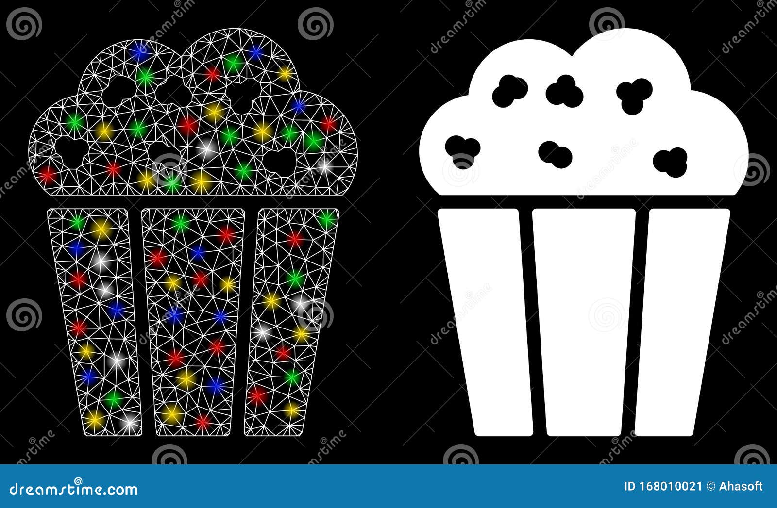 Flare Mesh Wire Frame Popcorn Bucket Icon with Flare Spots Stock ...