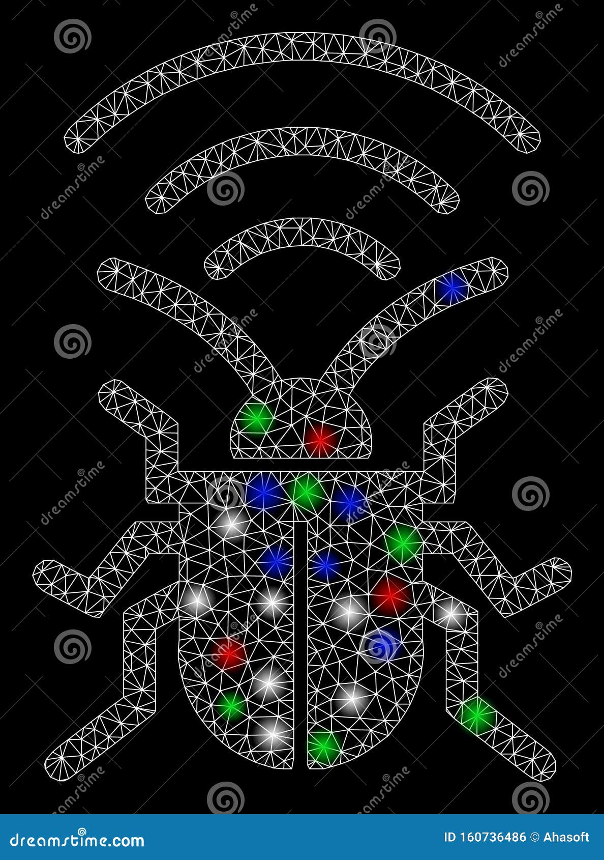 Bright Mesh Carcass Radio Bug with Flare Spots Stock Vector ...