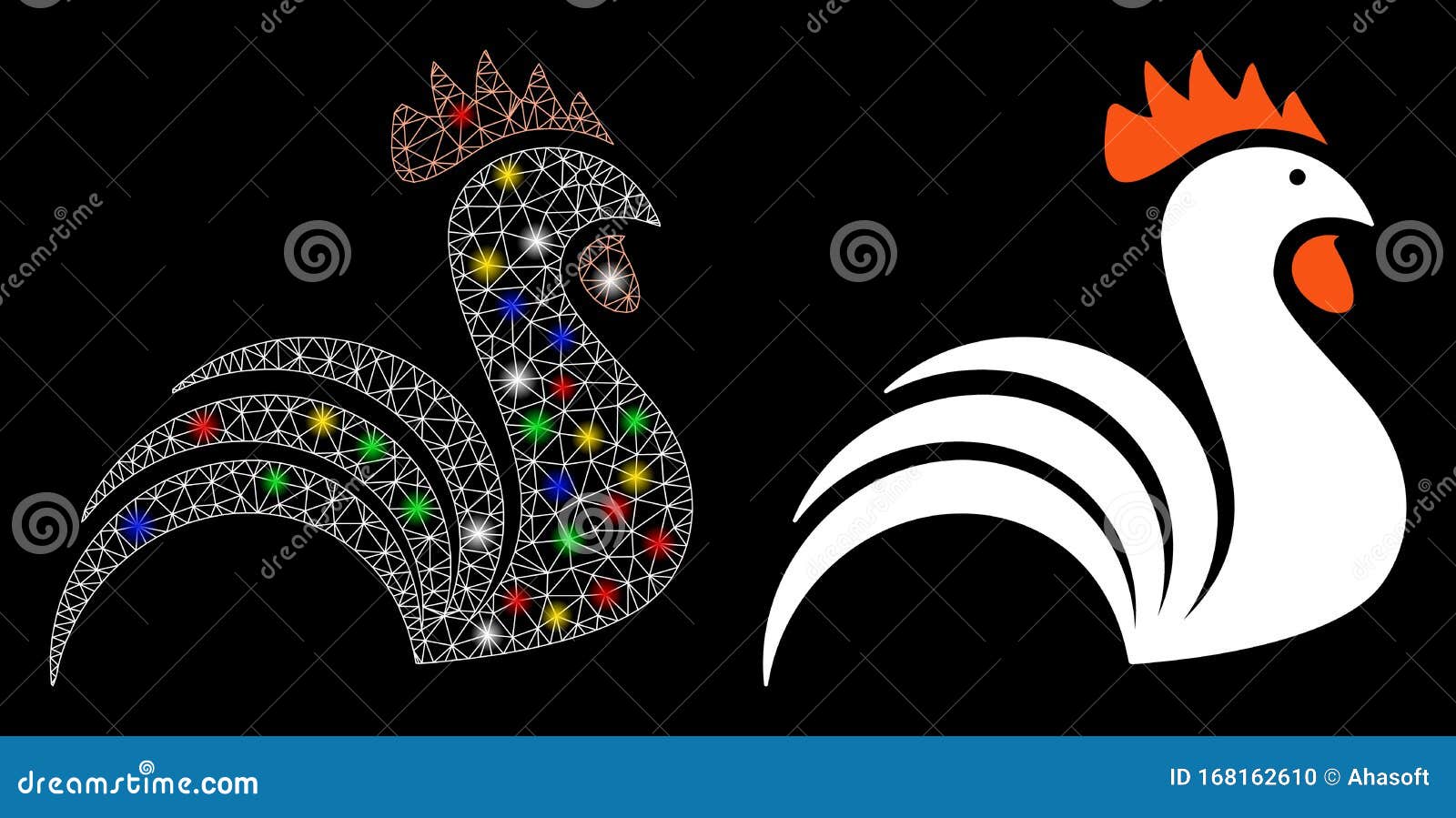 Flare Mesh 2D Rooster Icon with Flare Spots Stock Vector - Illustration ...