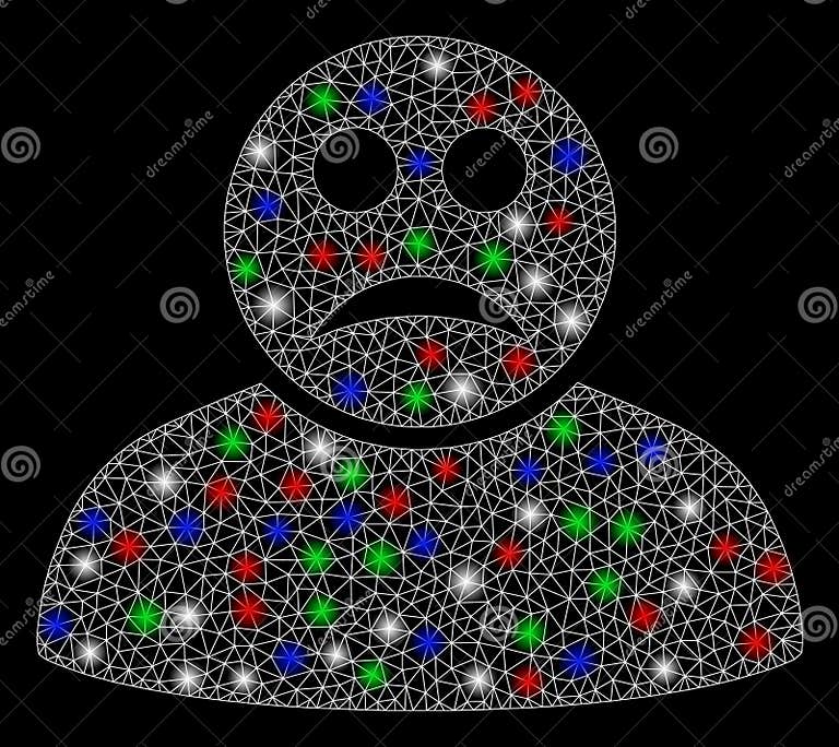 Bright Mesh 2D Sad Person with Flash Spots Stock Vector - Illustration ...