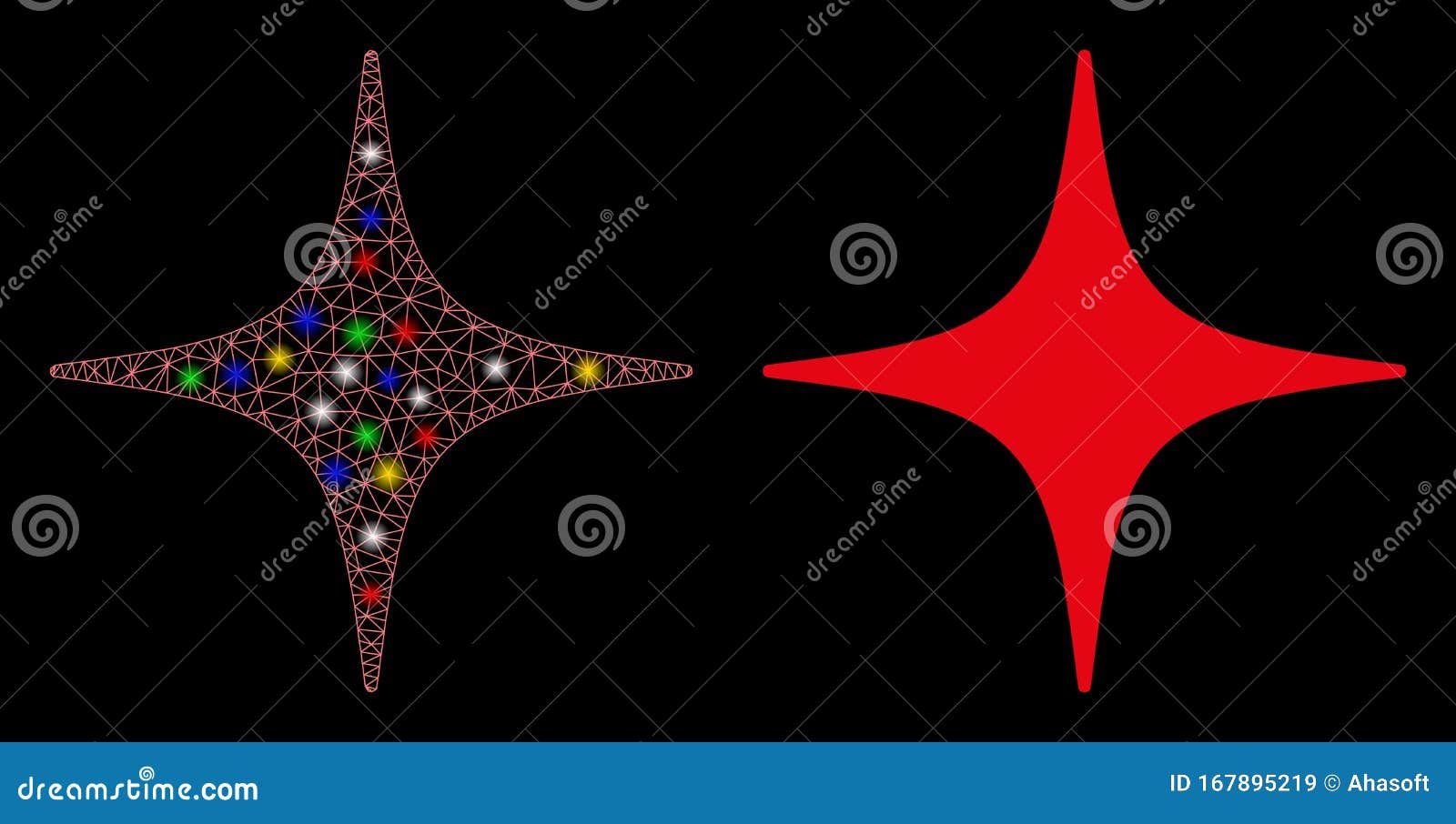 Flare Mesh Wire Frame Space Star Icon with Flare Spots Stock ...