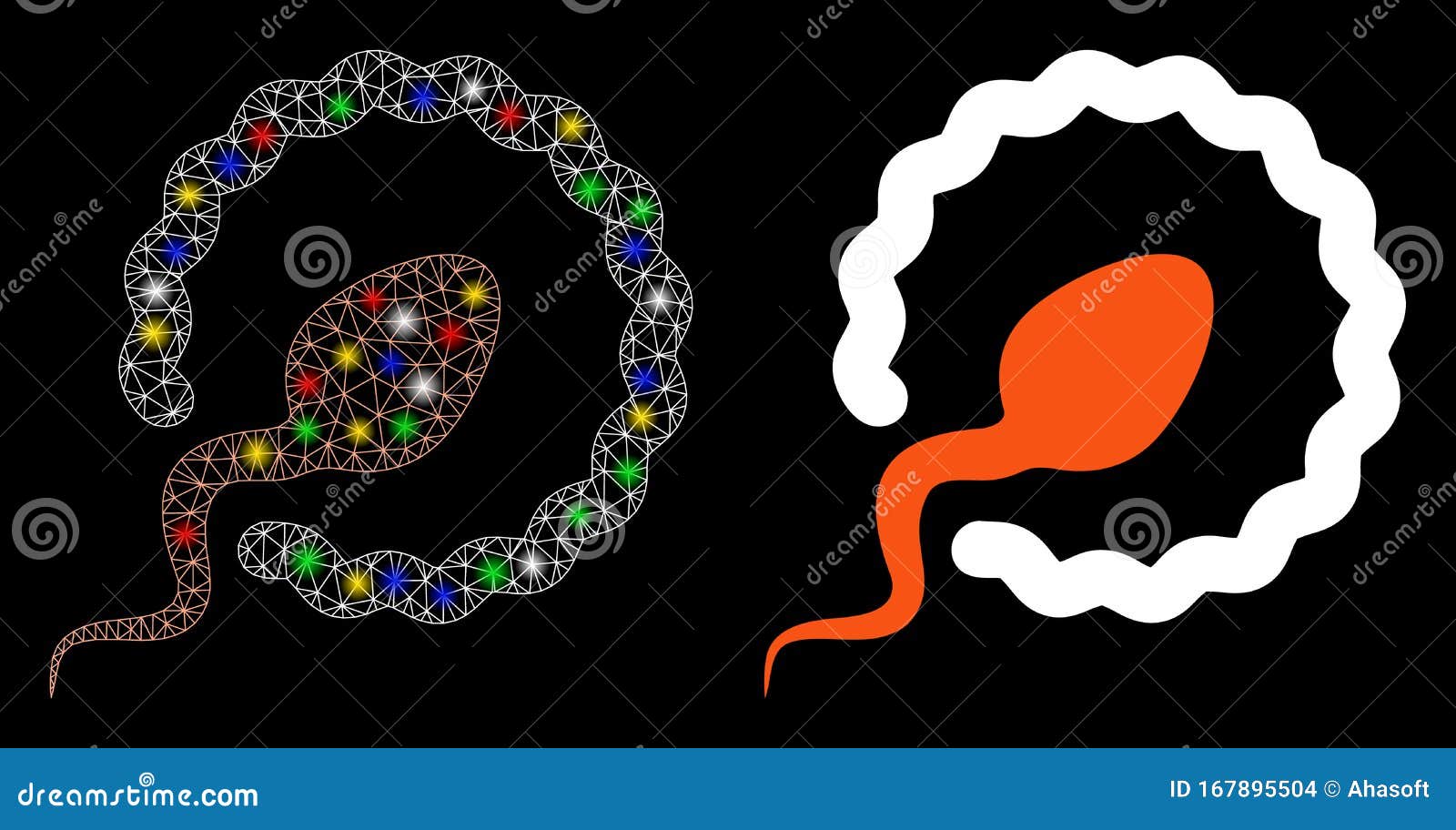 Bright Mesh Carcass Sperm Penetration Icon With Light Spots Stock