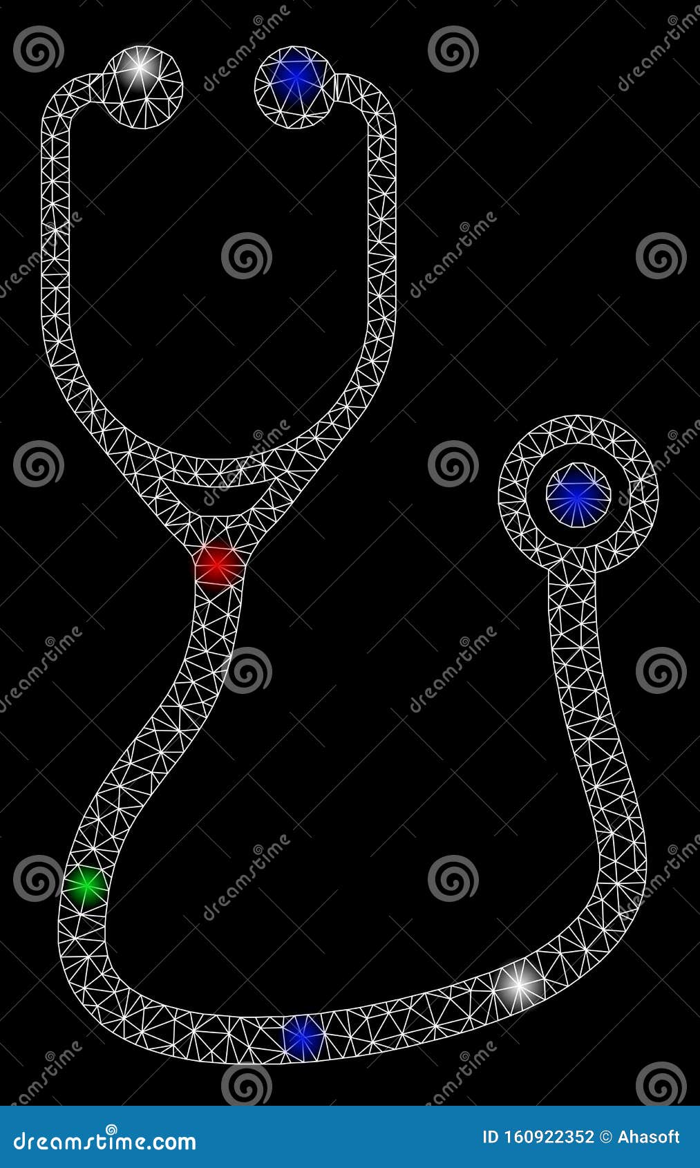 Bright Mesh 2D Stethoscope with Flash Spots Stock Vector - Illustration ...
