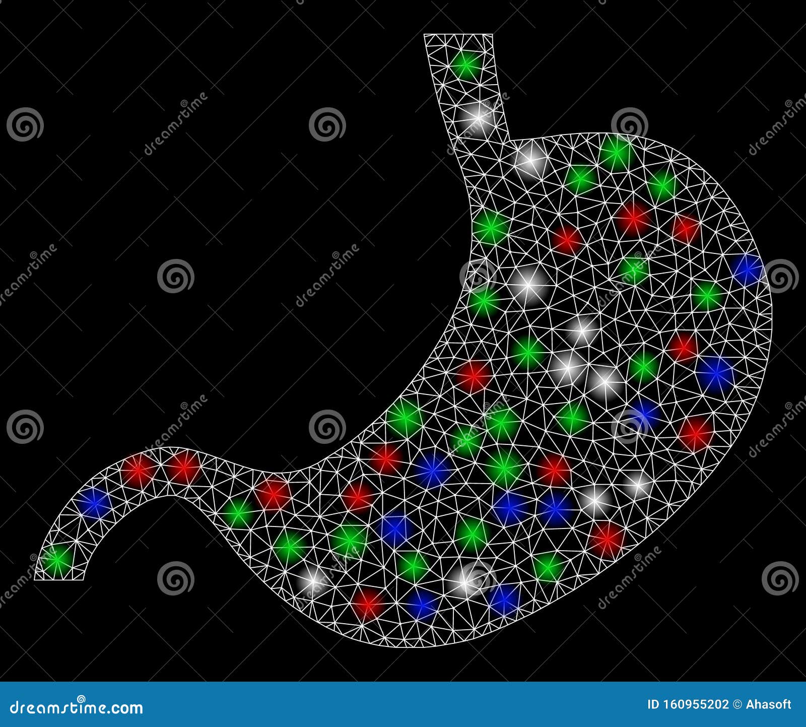 Bright Mesh 2D Stomach with Flash Spots Stock Vector - Illustration of ...