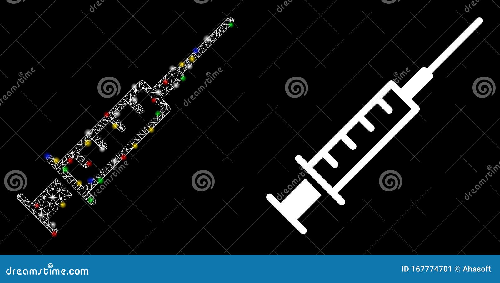 Bright Mesh 2D Syringe Icon With Flare Spots Stock Image ...