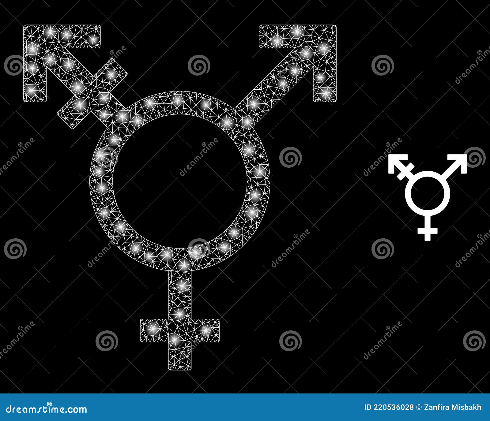 Shiny Network Three Gender Symbol with Light Spots Stock Vector ...