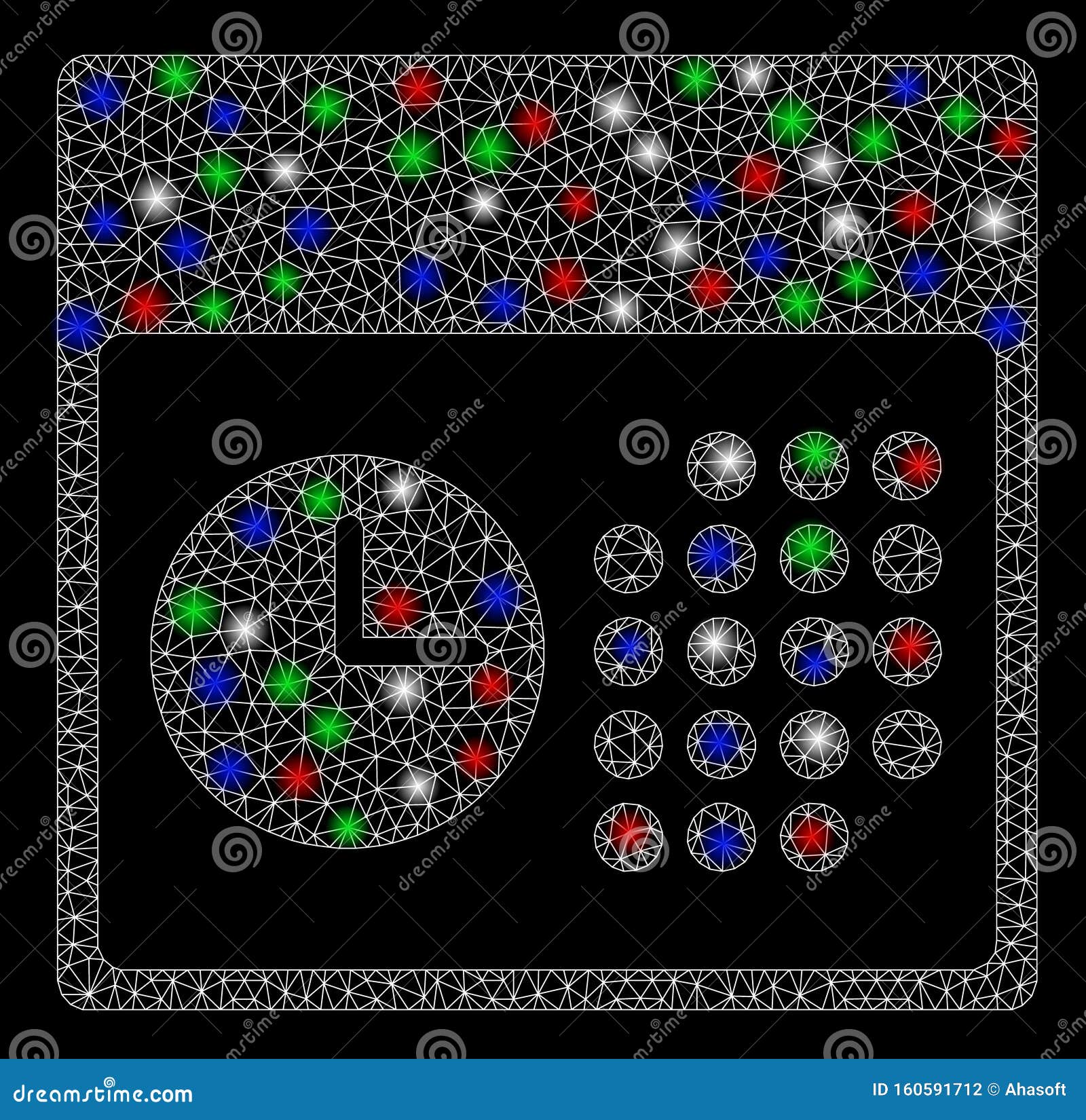 Bright Mesh 2D Time and Date with Flare Spots Stock Vector ...