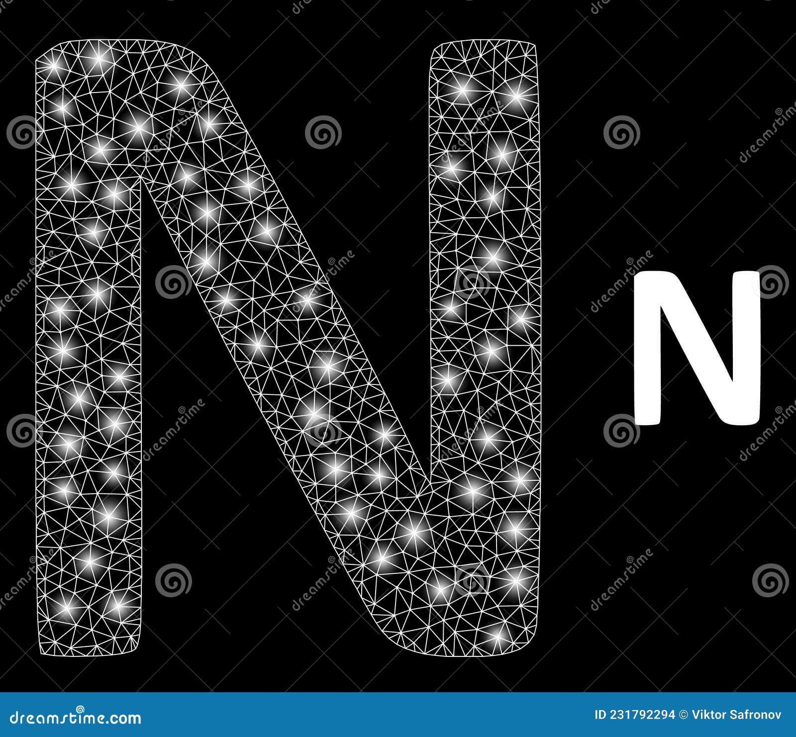 Polygonal 2D Mesh Nu Greek Symbol with Magic Stock Vector ...