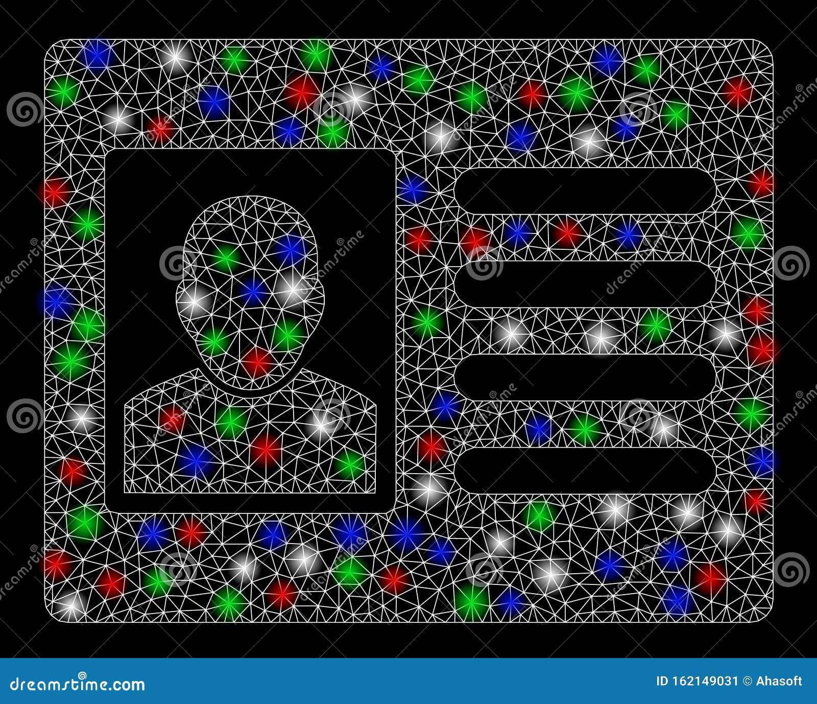 Bright Mesh Wire Frame Account Card with Flare Spots Stock Illustration ...