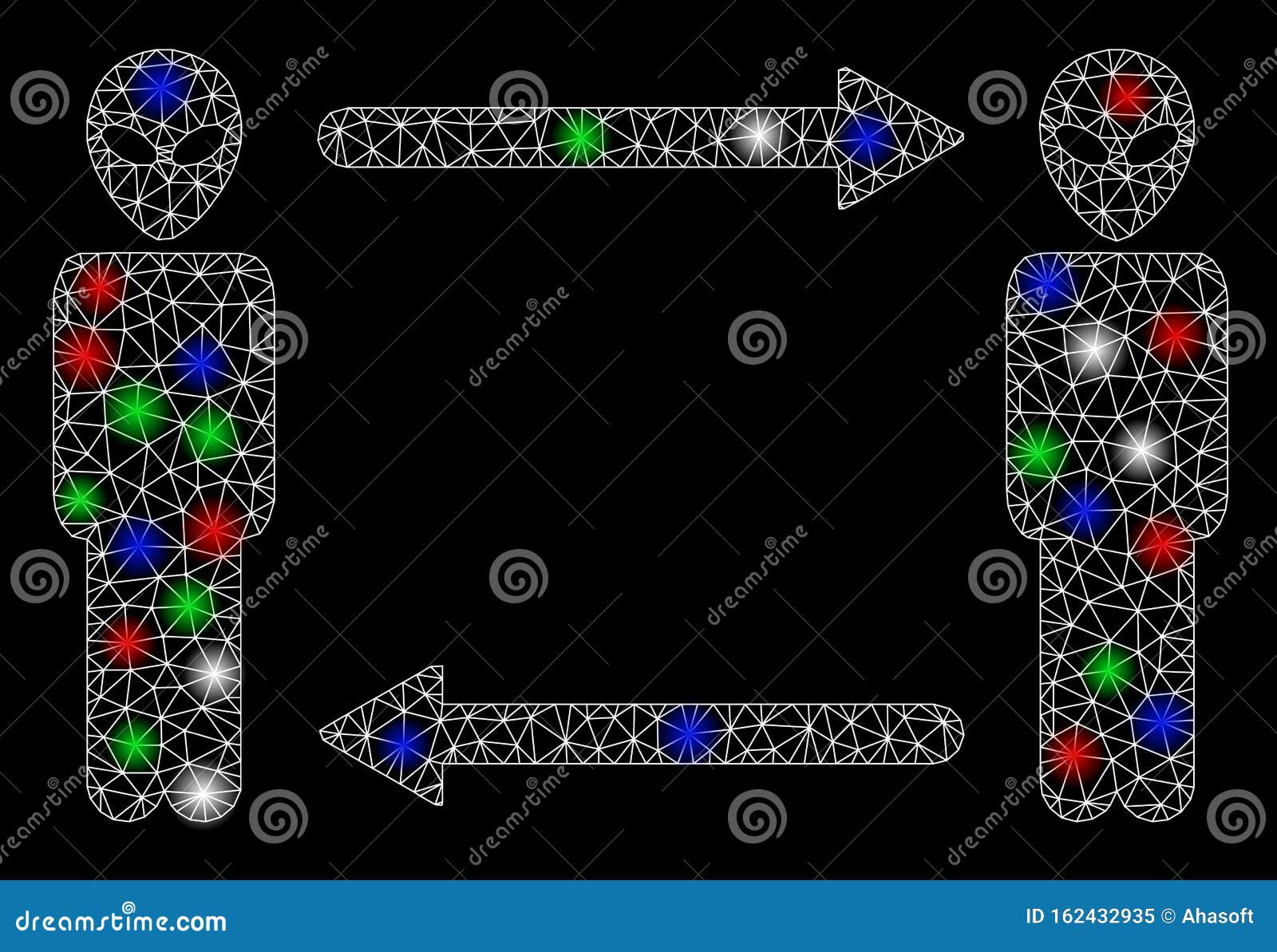 Bright Mesh Wire Frame Alien Exchange Arrows with Light Spots Stock ...