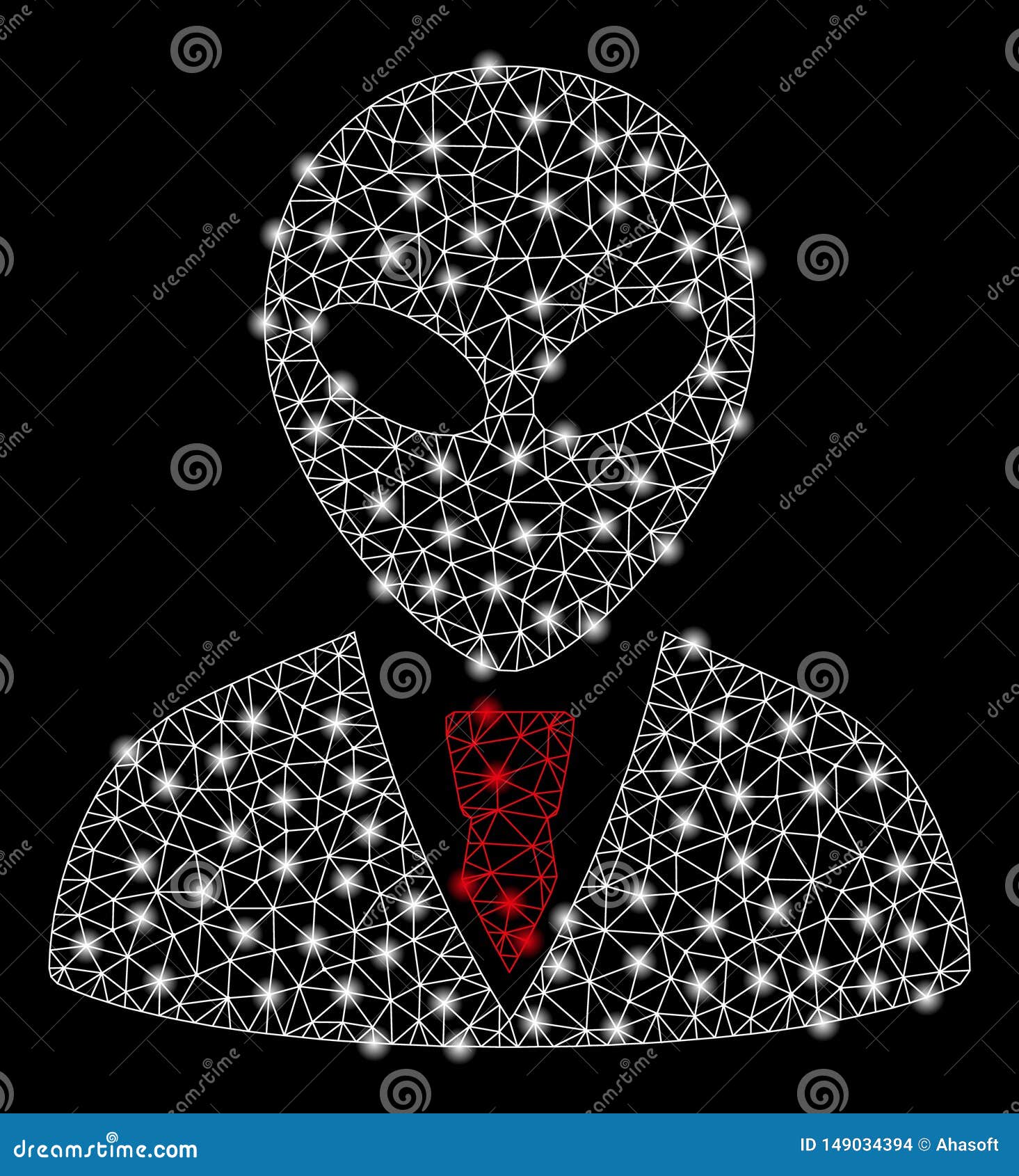 Bright Mesh Wire Frame Alien Manager with Flash Spots Stock Vector ...