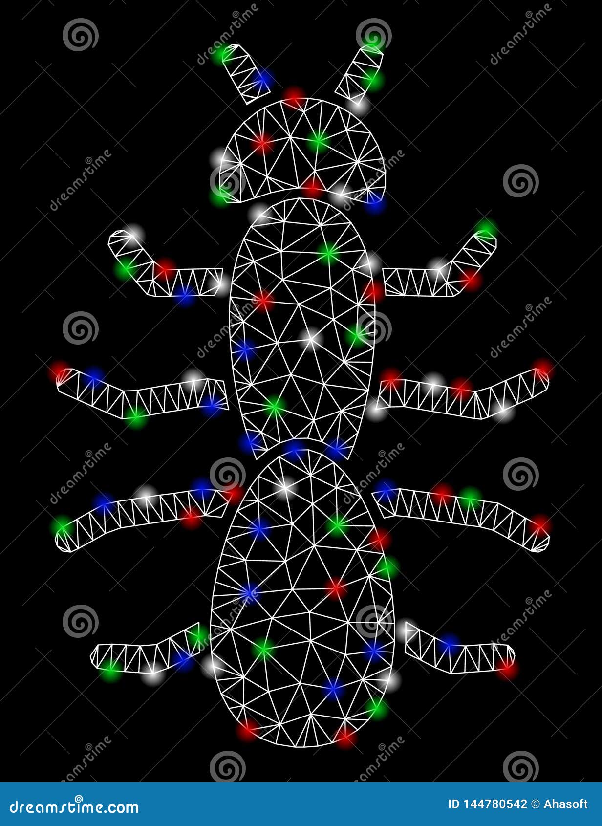 Bright Mesh Wire Frame Ant with Flare Spots Stock Vector - Illustration ...