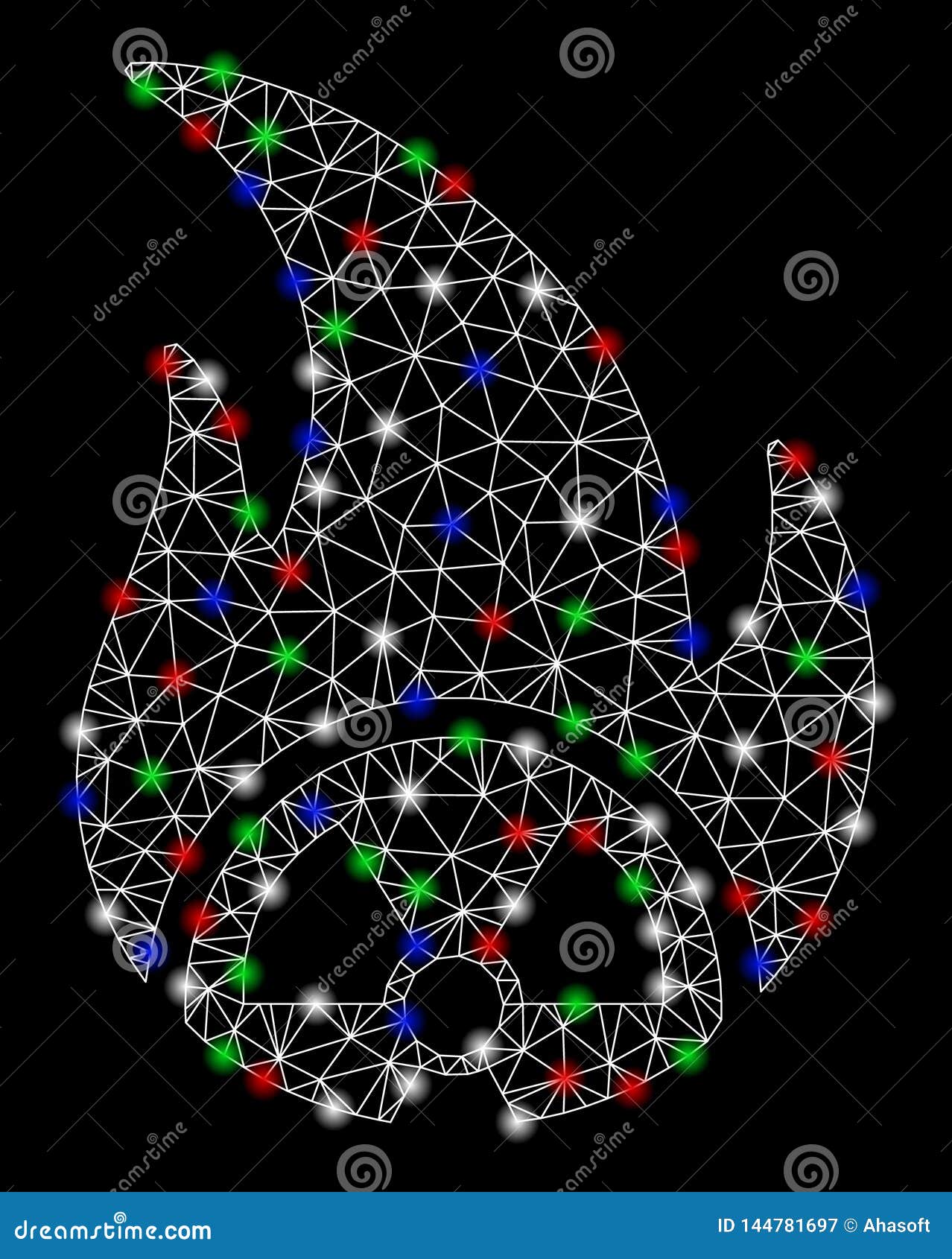 Bright Mesh Wire Frame Atomic Fire with Flare Spots Stock Vector ...