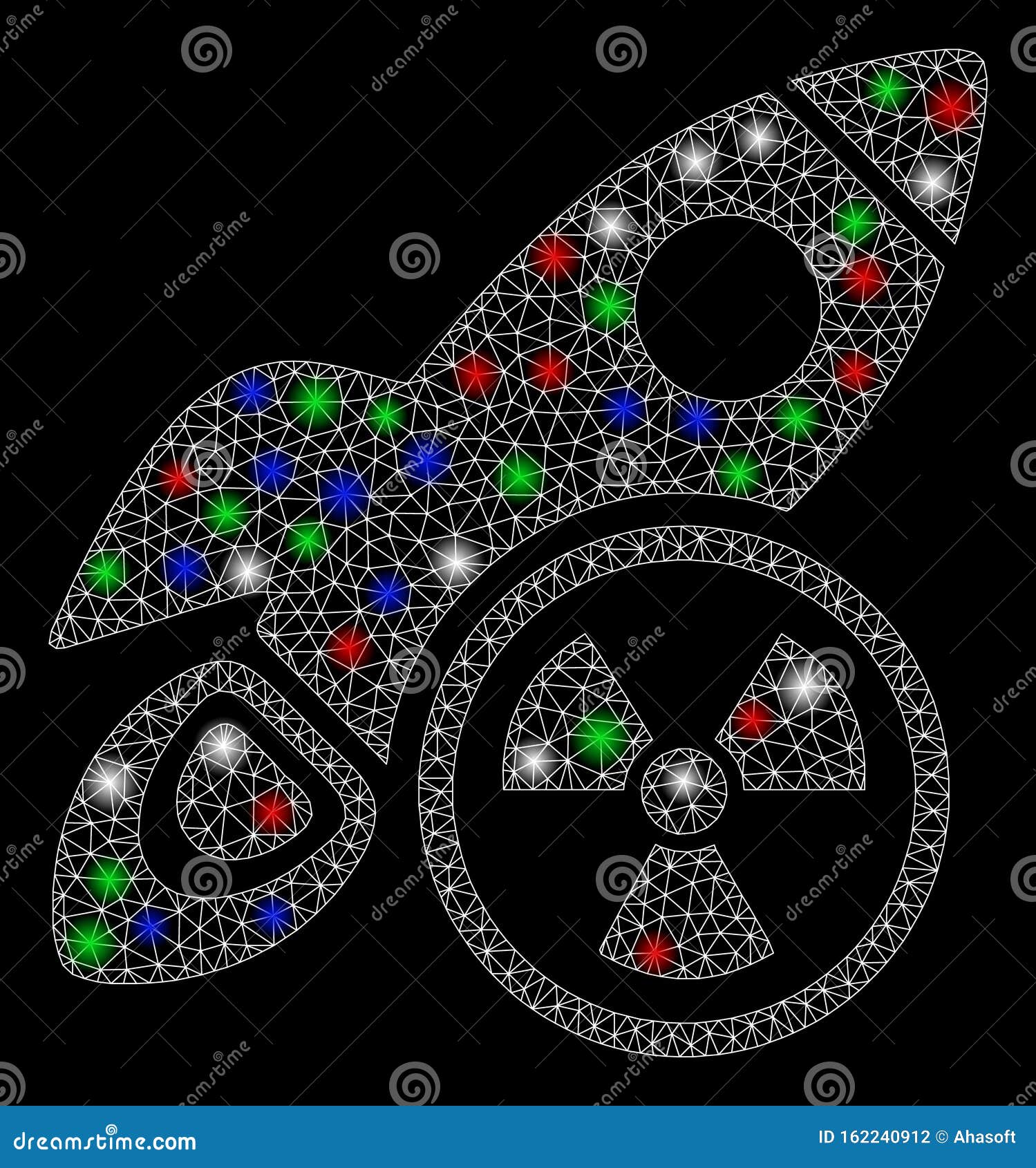 Bright Mesh Wire Frame Atomic Rocket Science with Flash Spots Stock ...