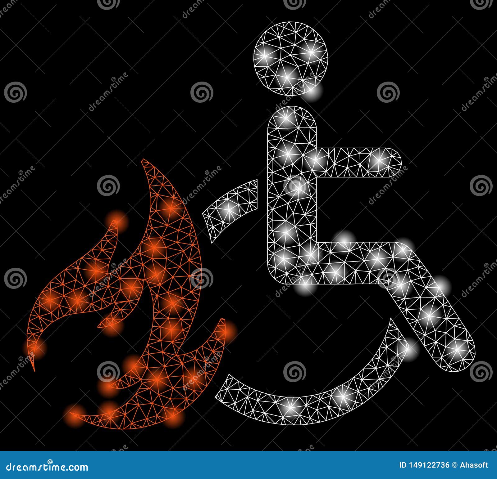 Bright Mesh Wire Frame Burn Patient with Light Spots Stock Vector ...