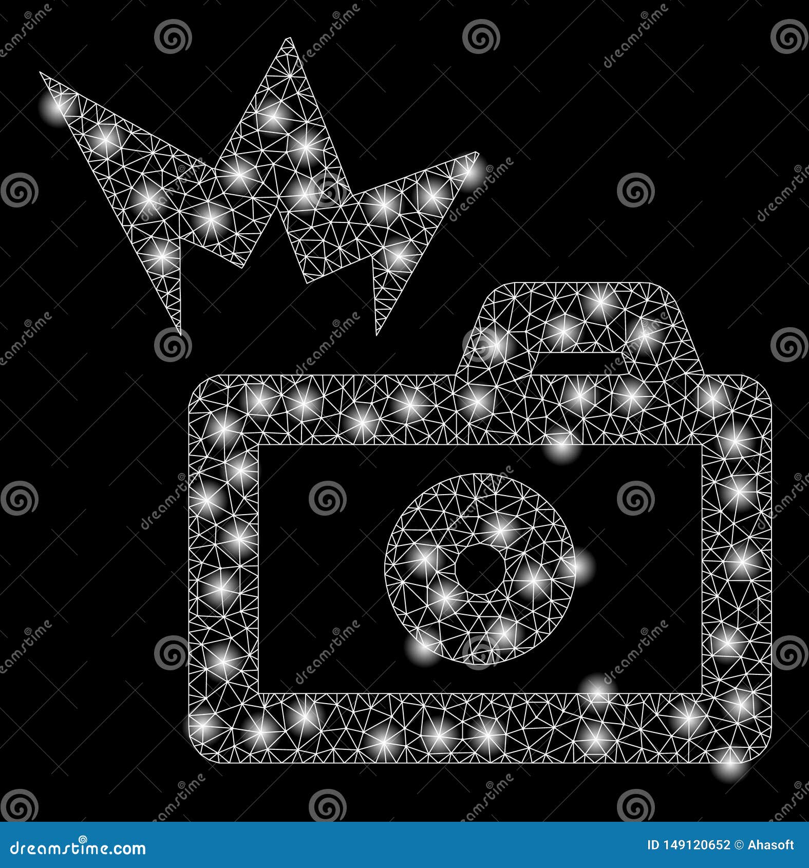 Bright Mesh Wire Frame Camera Flash with Flare Spots Stock Vector ...