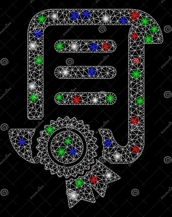 Bright Mesh Wire Frame Certified Scroll Document with Flash Spots Stock ...