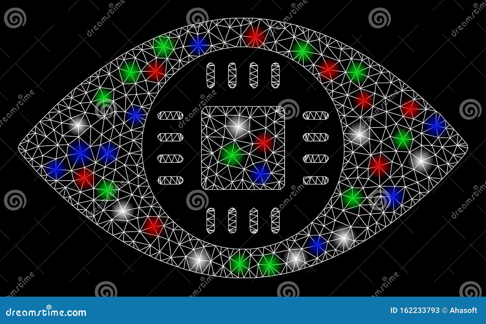 Bright Mesh Wire Frame Chip Eye Lens with Flare Spots Stock Vector ...