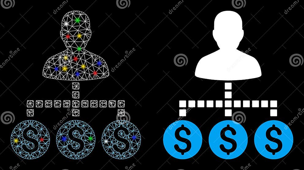 Bright Mesh Wire Frame Client Payments Icon with Flash Spots Stock ...