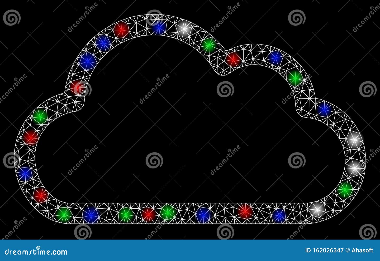 Bright Mesh Wire Frame Cloud Contour with Flare Spots Stock Vector ...