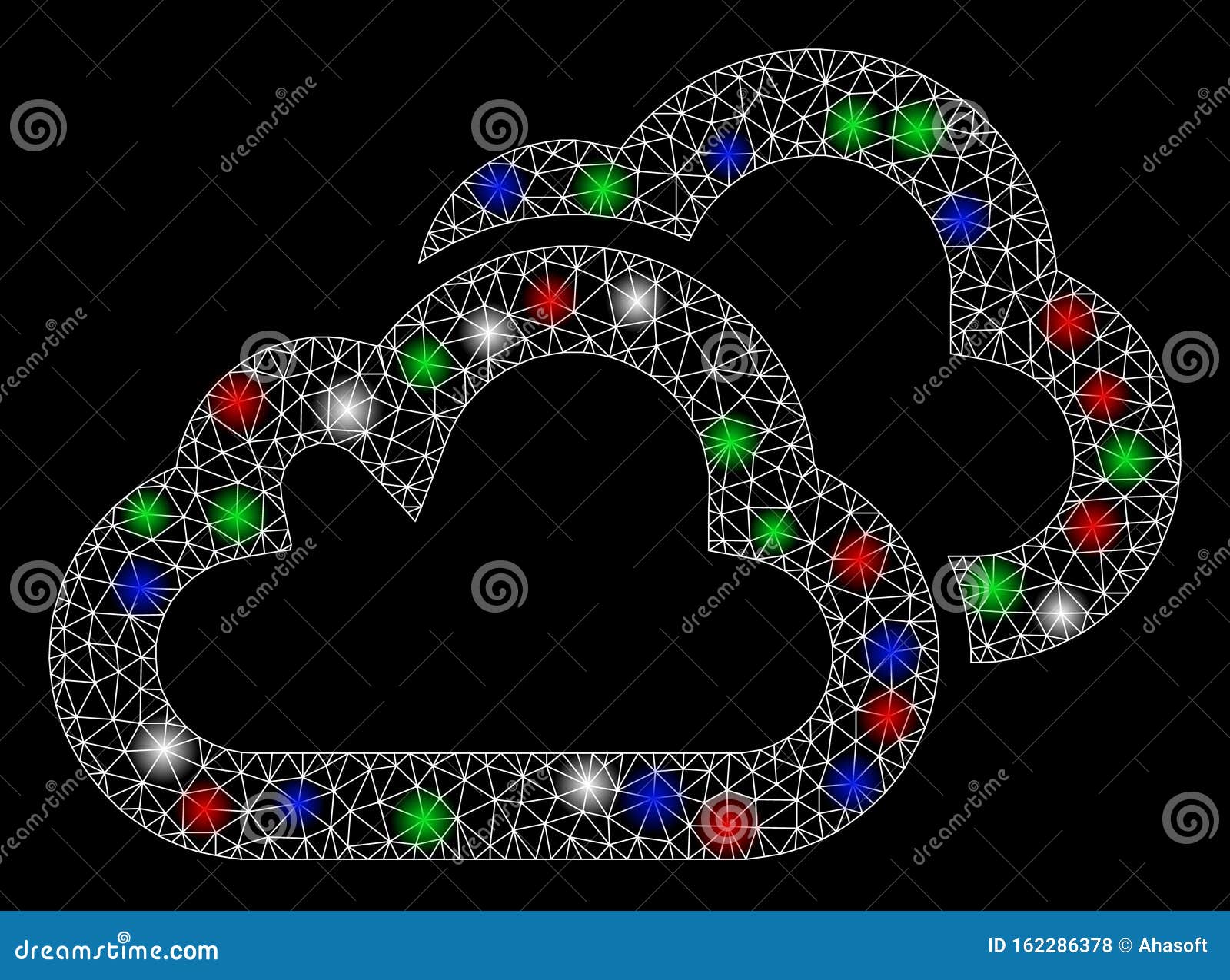Bright Mesh Wire Frame Clouds with Flash Spots Stock Vector ...
