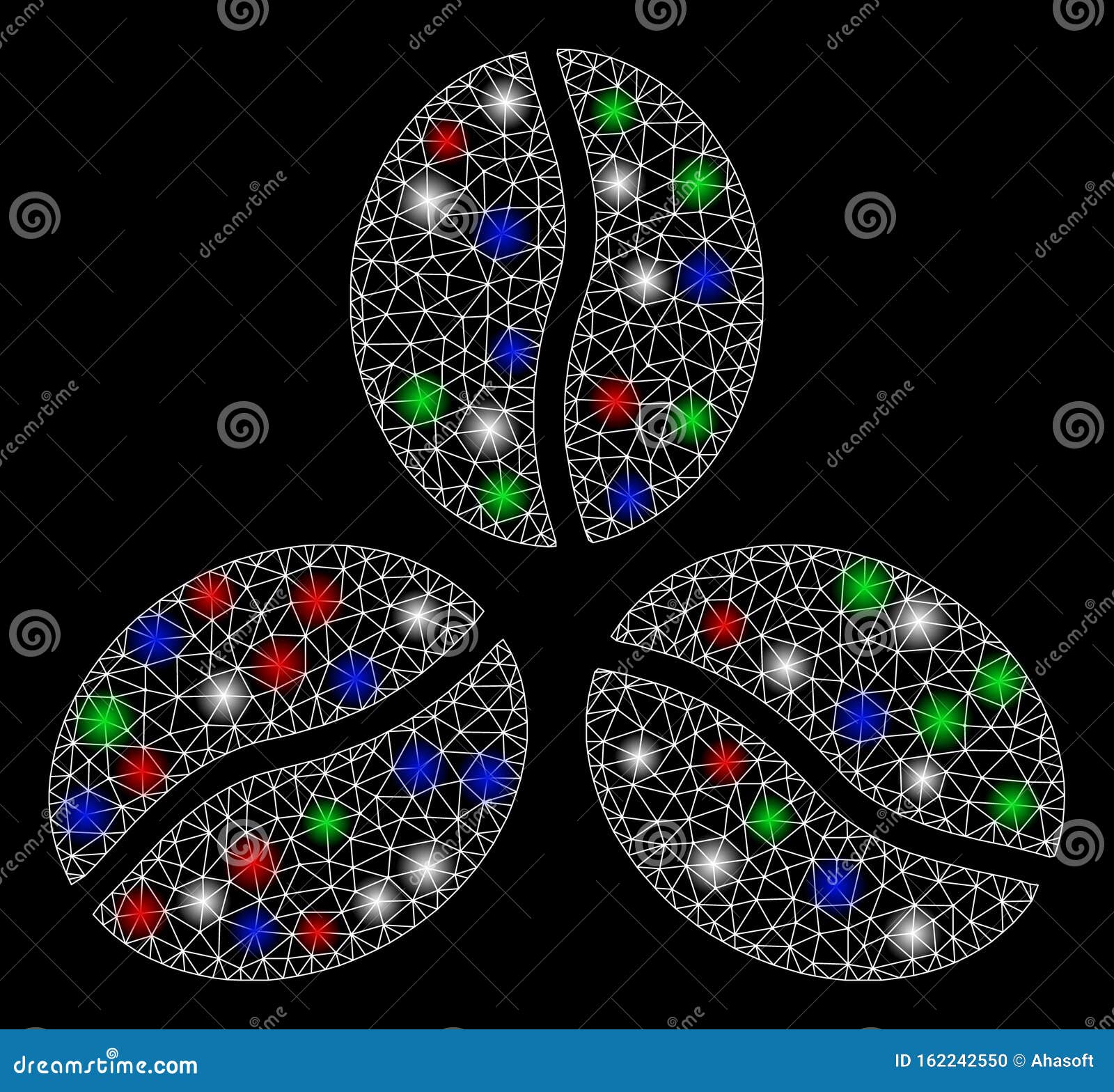 Bright Mesh Wire Frame Coffee Beans with Flash Spots Stock Illustration ...