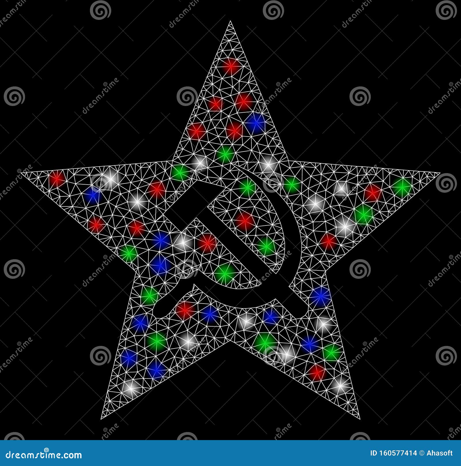 Bright Mesh Wire Frame Communism Star with Flash Spots Stock Vector ...