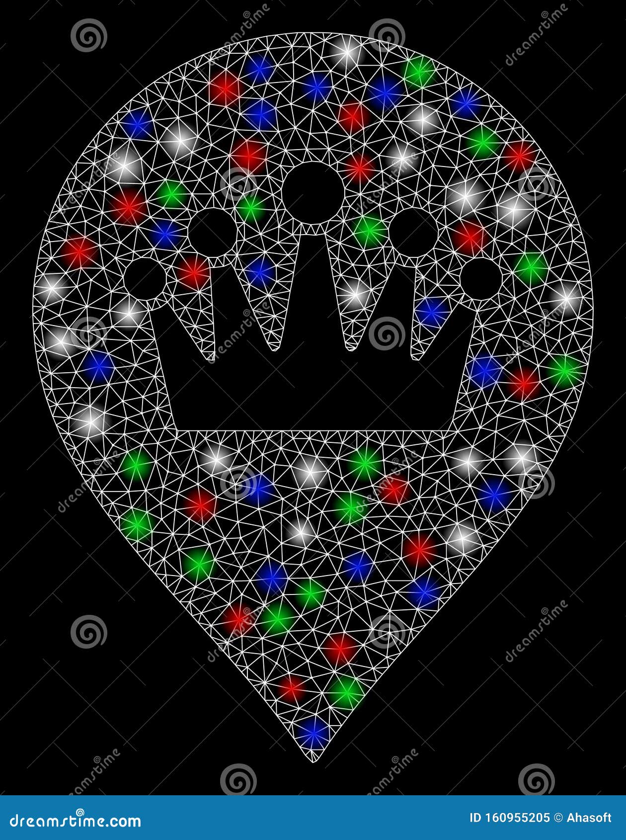 Bright Mesh Wire Frame Crown Marker with Flare Spots Stock Vector ...