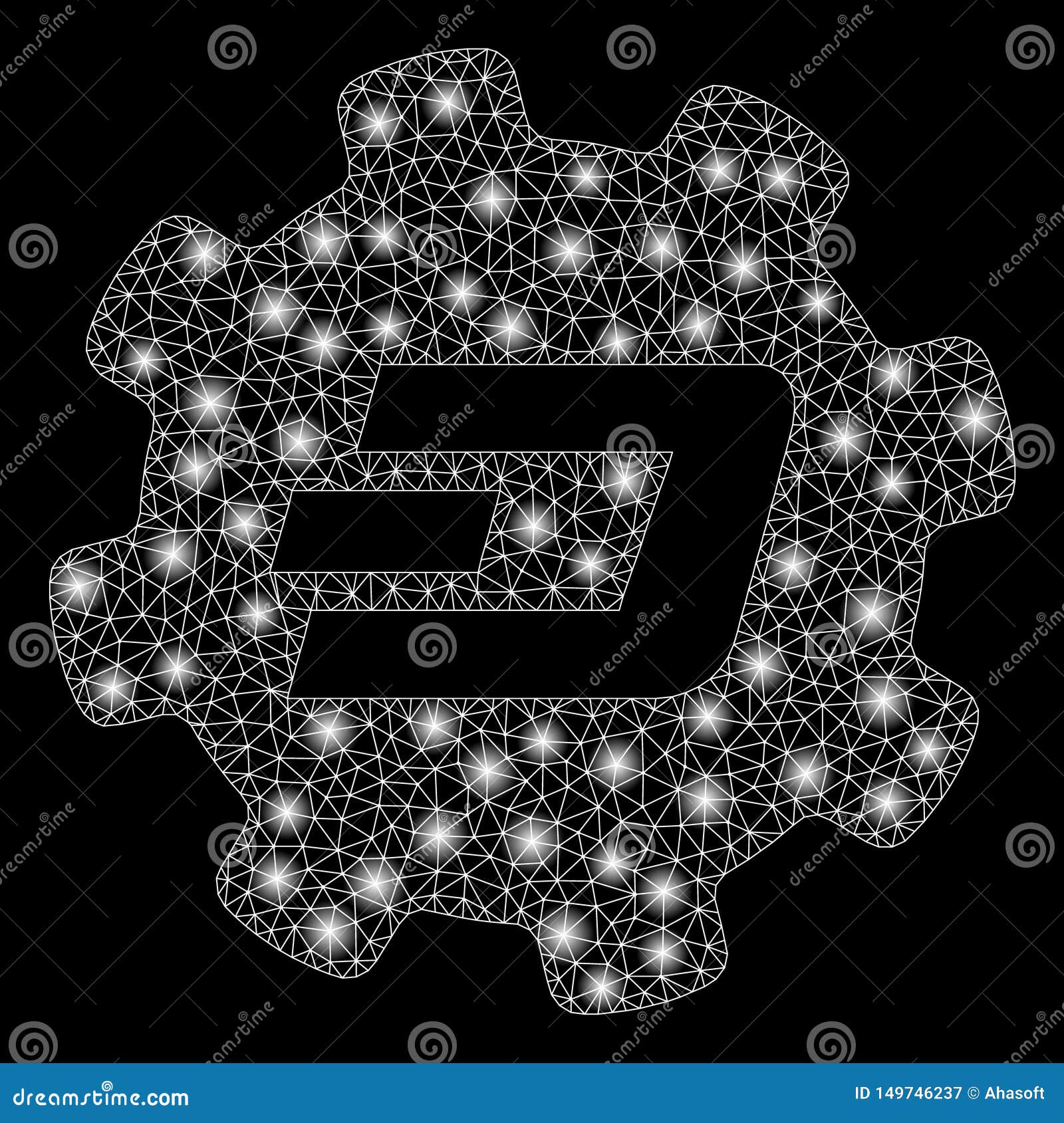 Bright Mesh Wire Frame Dash Setup Gear with Light Spots Stock Vector ...