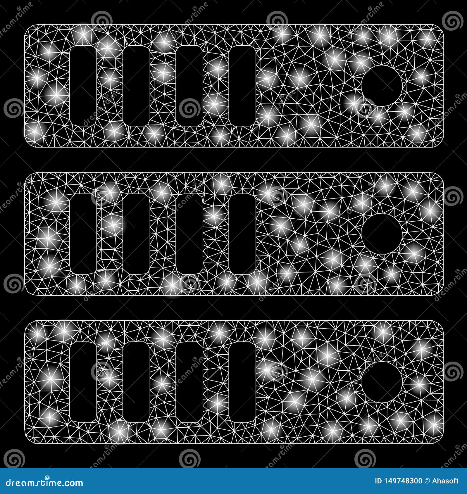 Bright Mesh Wire Frame Database Server with Flare Spots Stock Vector ...