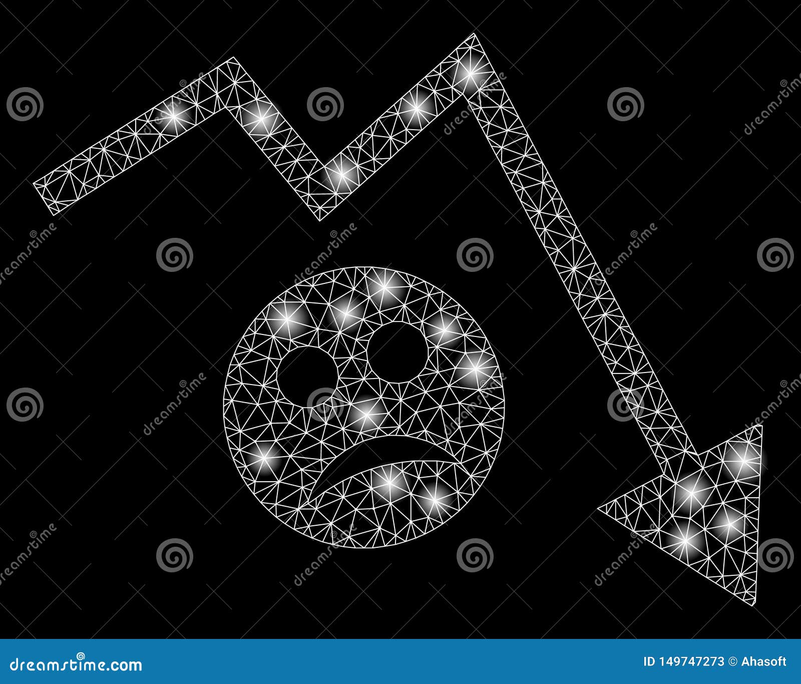 Bright Mesh Wire Frame Depression Trend Arrow with Flare Spots Stock ...