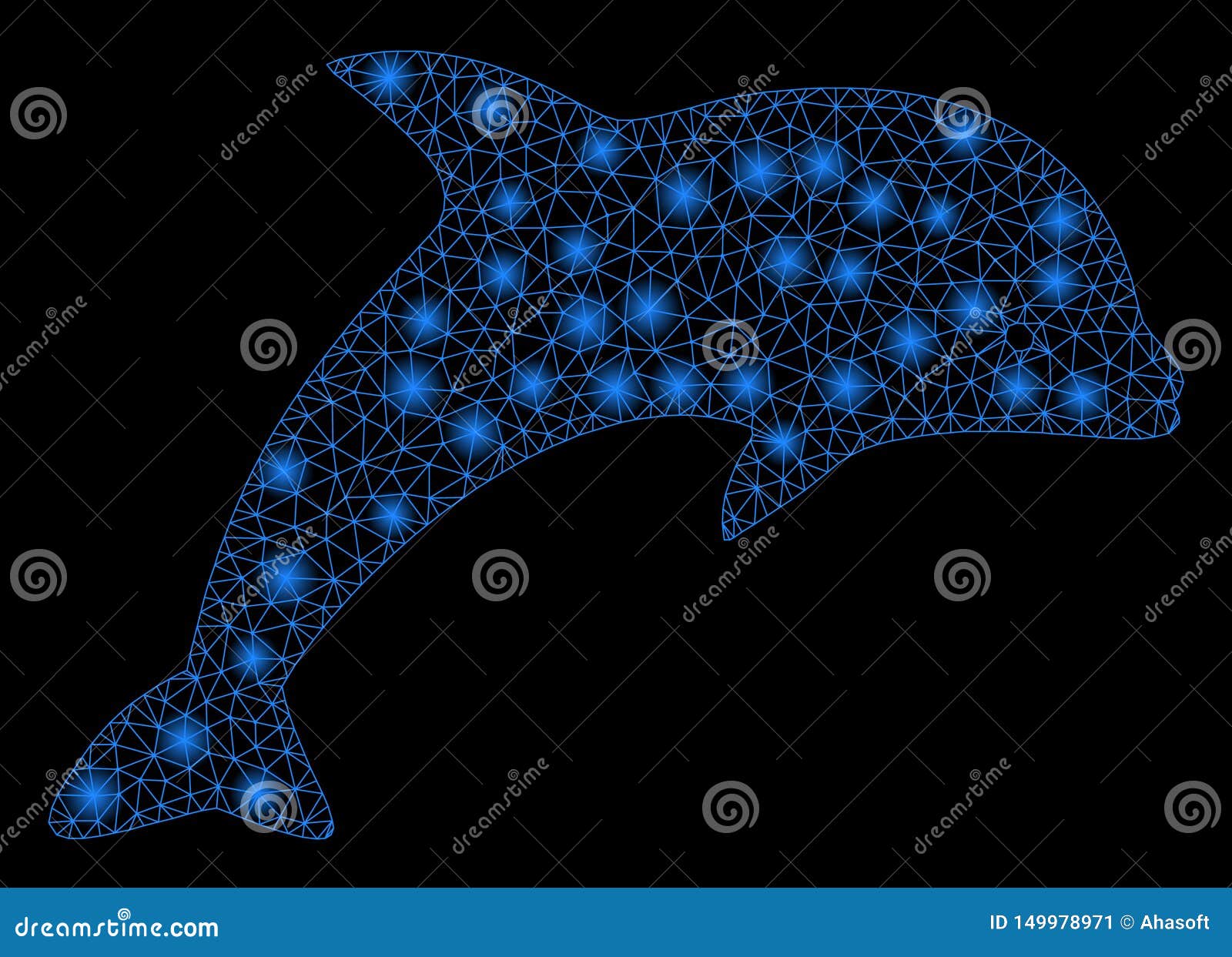 Bright Mesh Wire Frame Dolphin with Light Spots Stock Vector ...