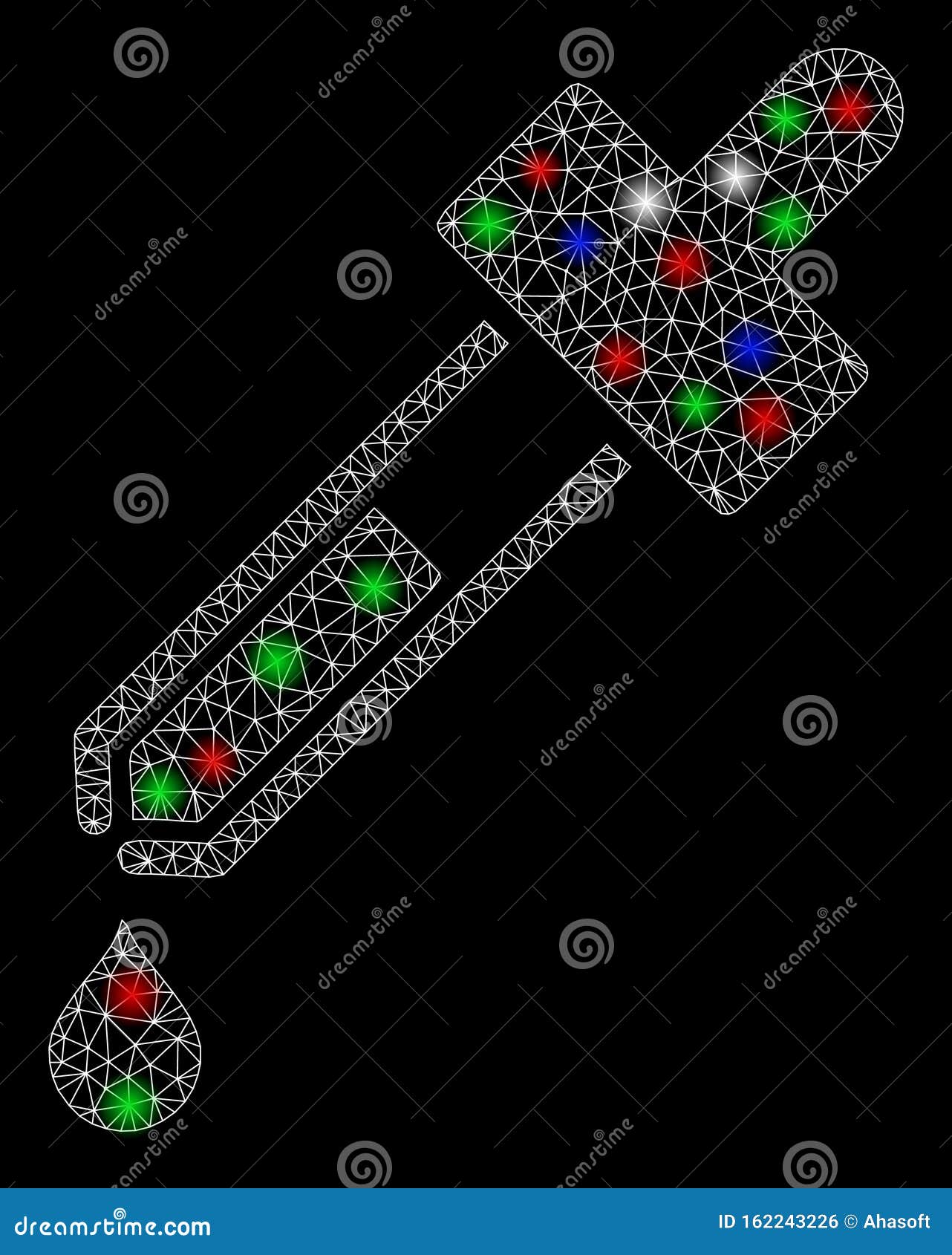 Bright Mesh Wire Frame Dropper with Flare Spots Stock Illustration ...