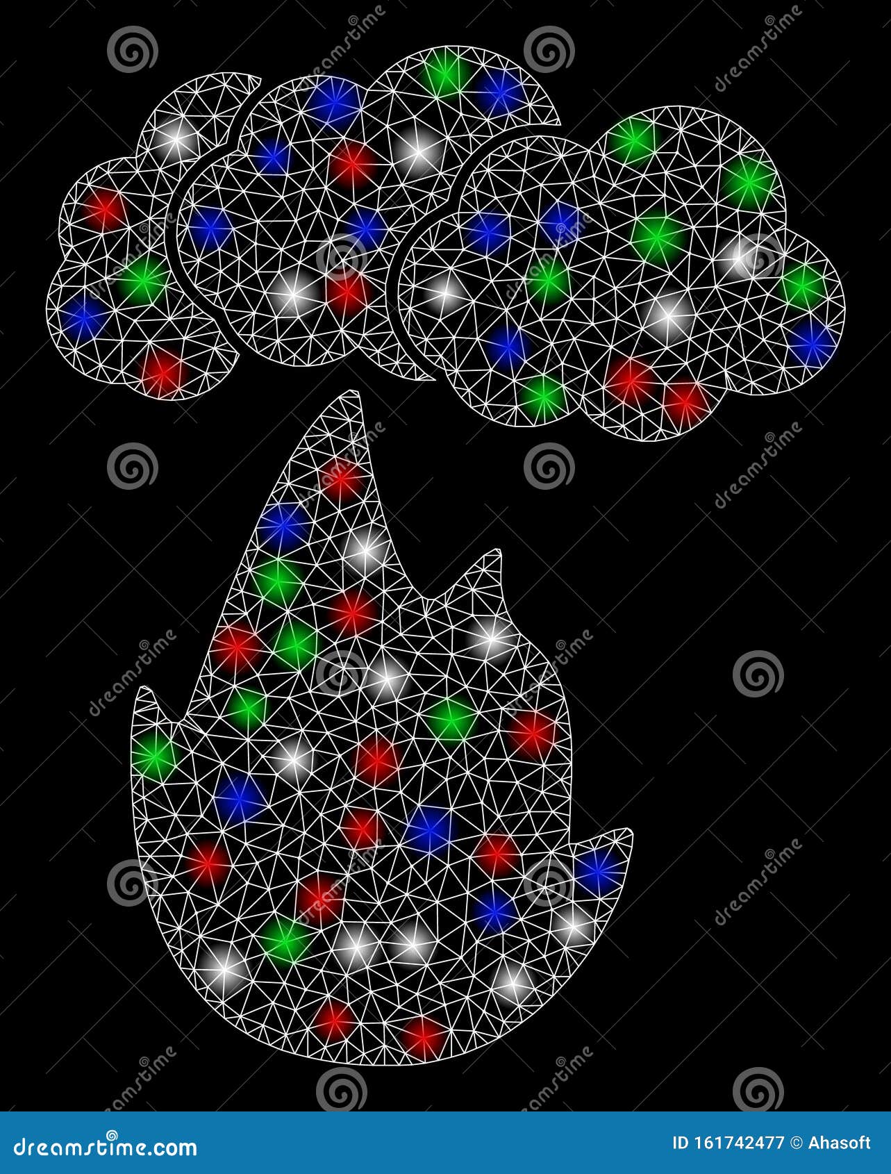 Bright Mesh Wire Frame Flame with Smoke with Flash Spots Stock Vector ...