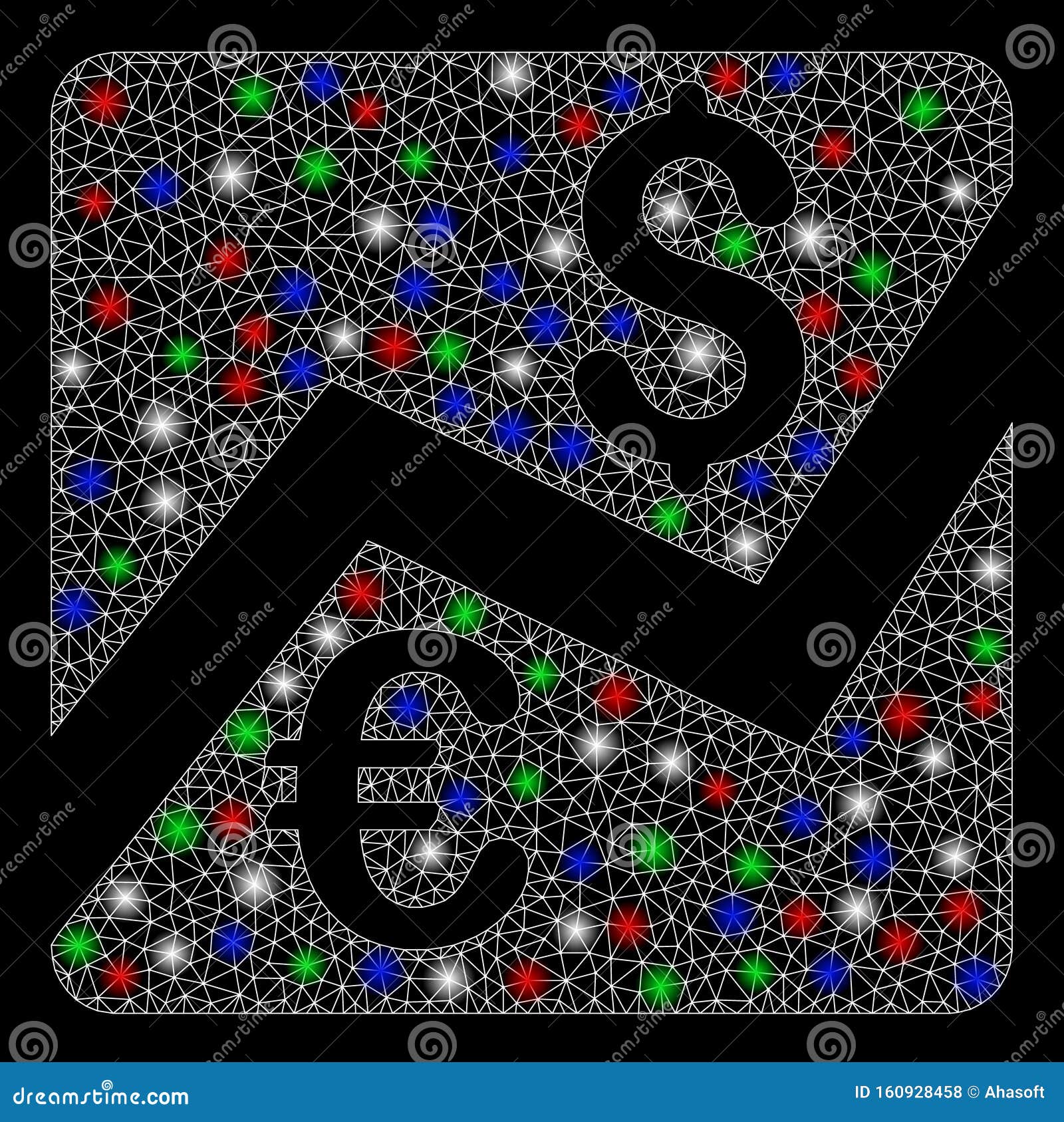 Bright Mesh Wire Frame Forex Market Chart with Flare Spots Stock Vector ...