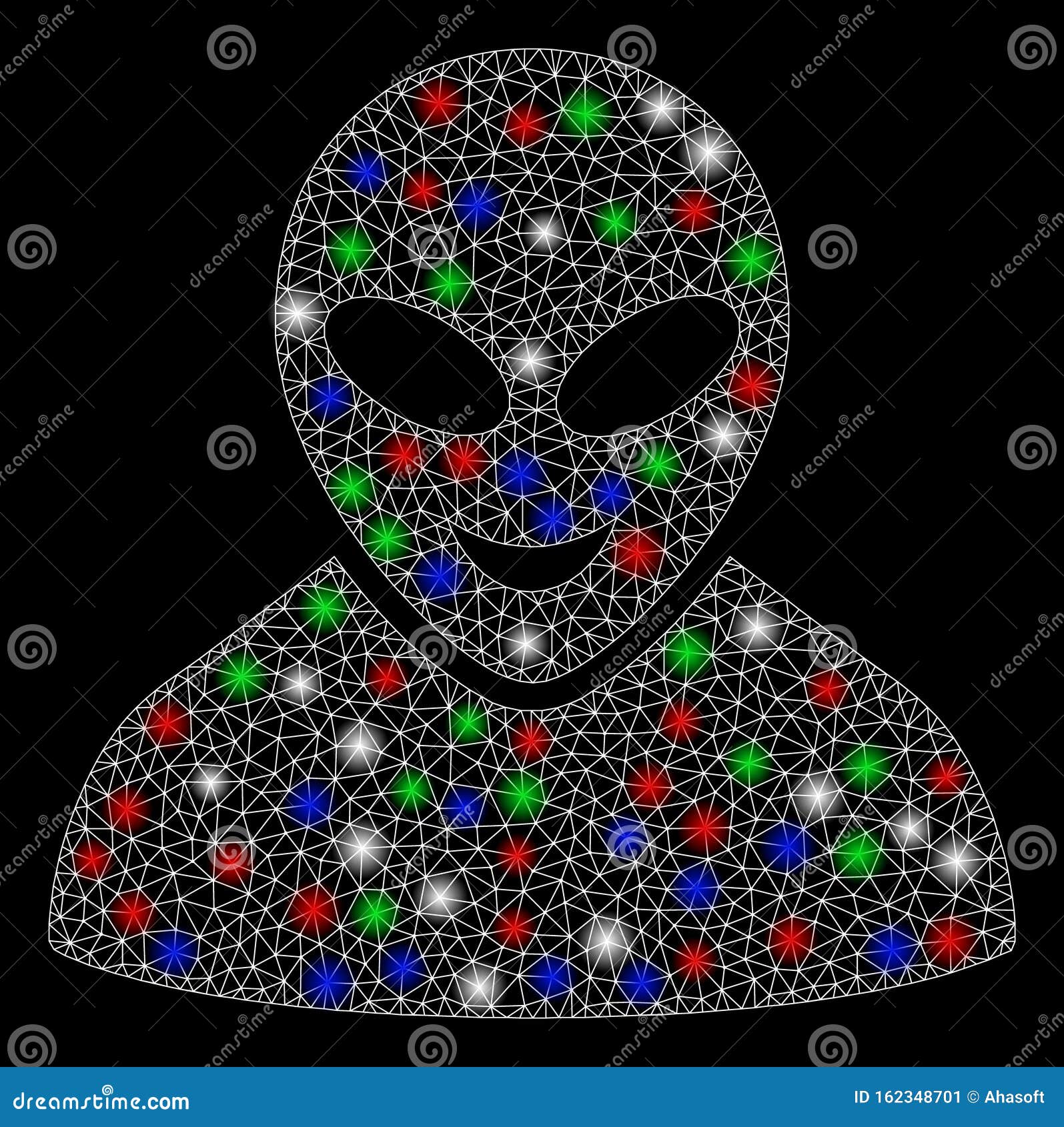 Bright Mesh Wire Frame Glad Alien Person with Flare Spots Stock ... Bright Mesh Wire Frame Glad Alien Person with Flare Spots Stock ...
