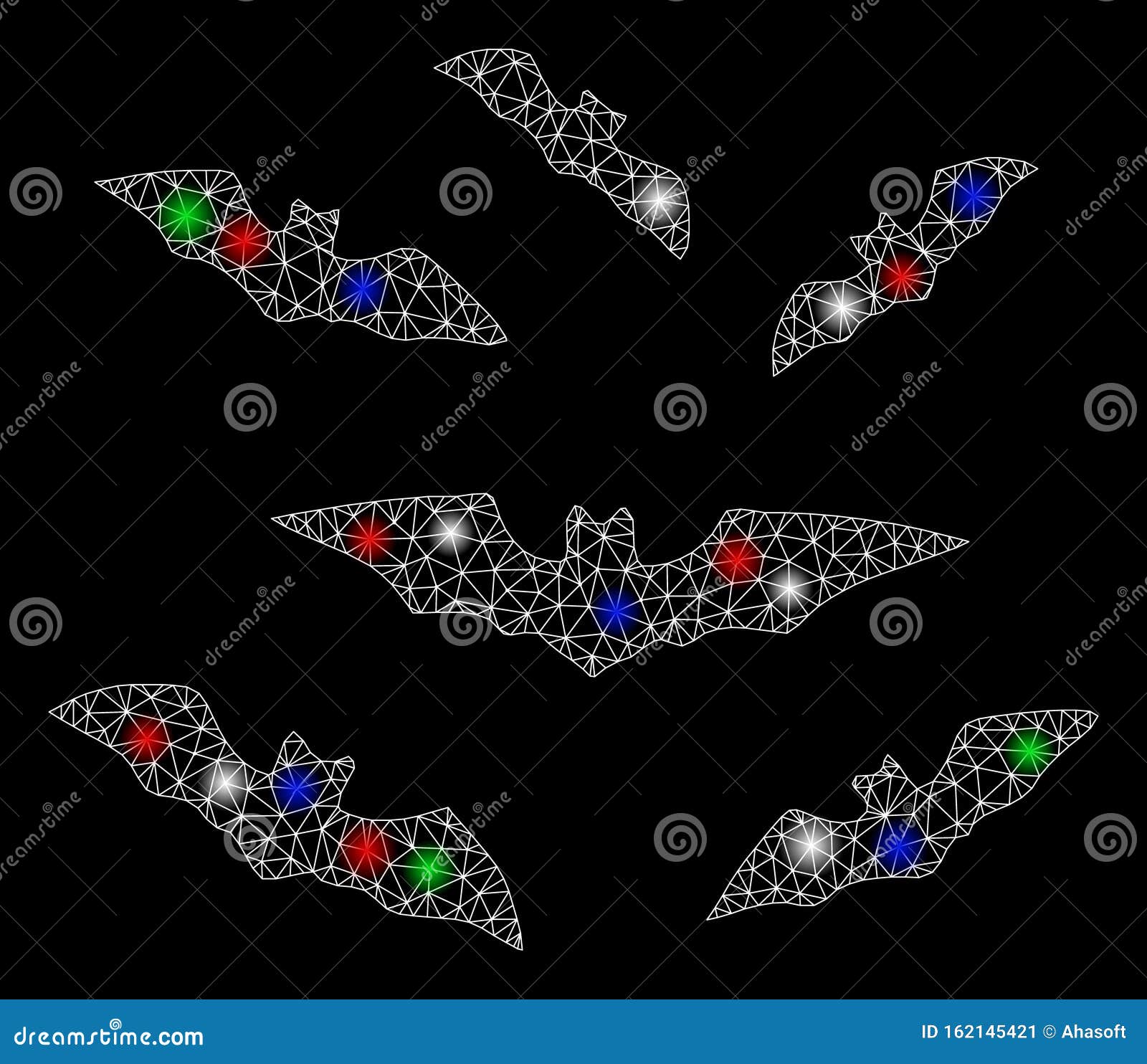 Bright Mesh Wire Frame Halloween Bats with Light Spots Stock ...