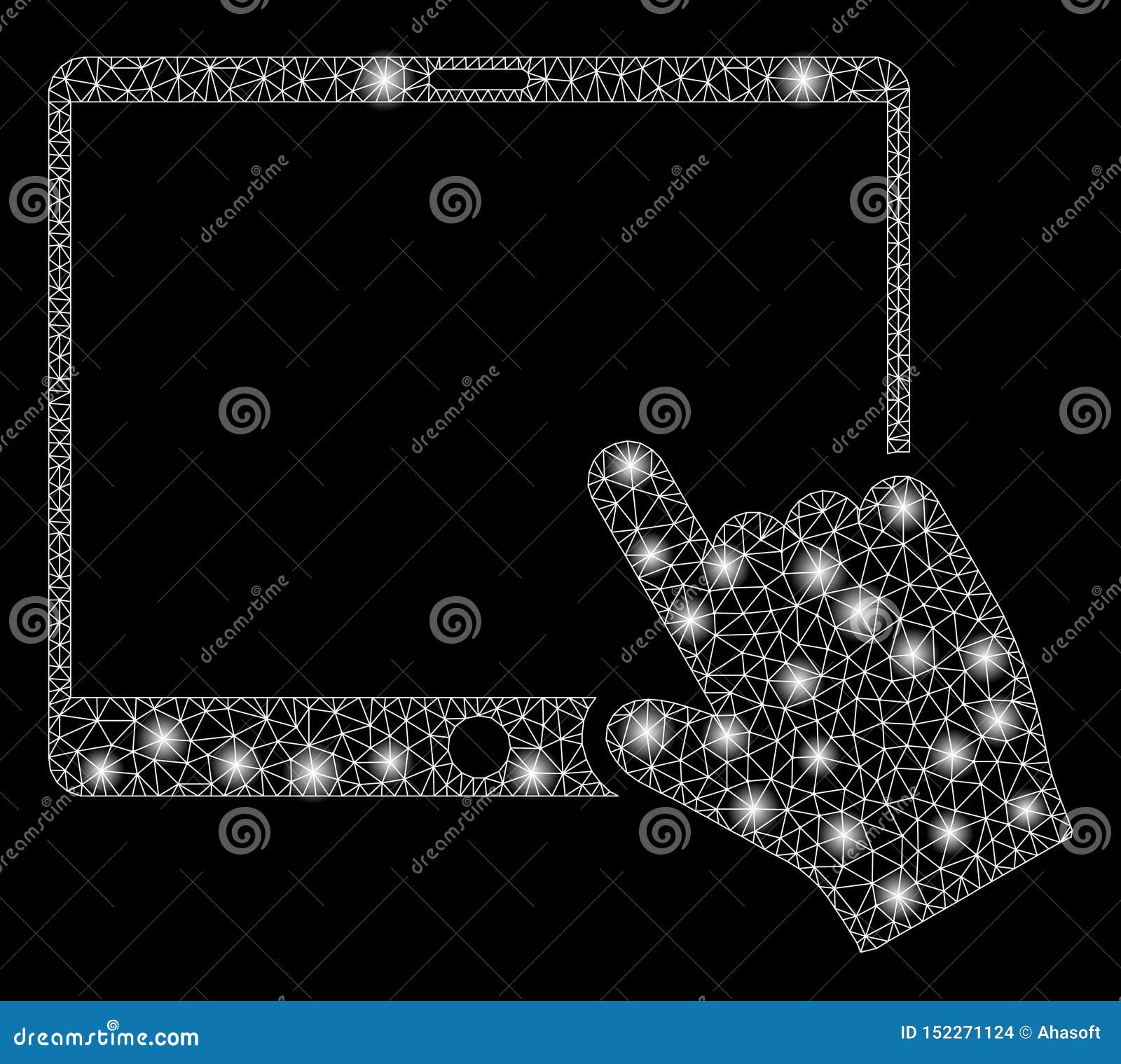 Bright Mesh Wire Frame Hand Pointer Tablet with Light Spots Stock ...
