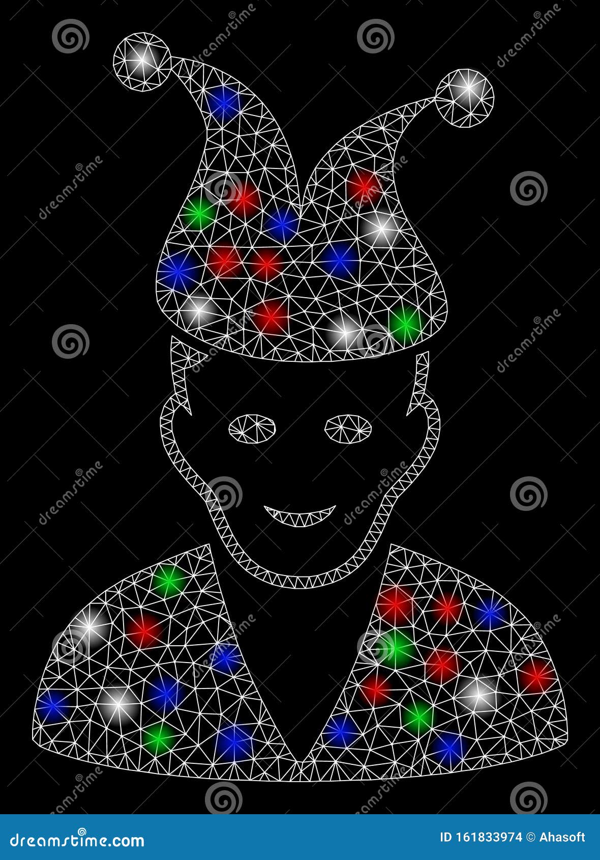 Bright Mesh Wire Frame Jester with Flash Spots Stock Vector ...