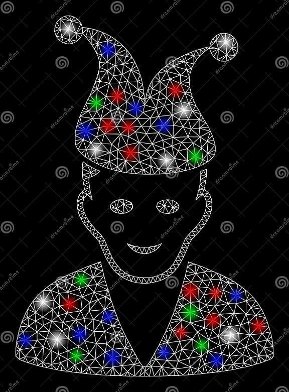 Bright Mesh Wire Frame Jester with Flash Spots Stock Vector ...