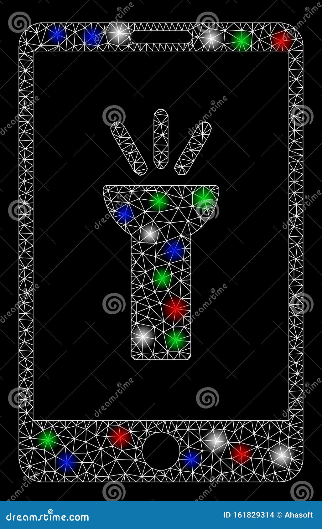 Bright Mesh Wire Frame Mobile Torch App with Flare Spots Stock Vector ...