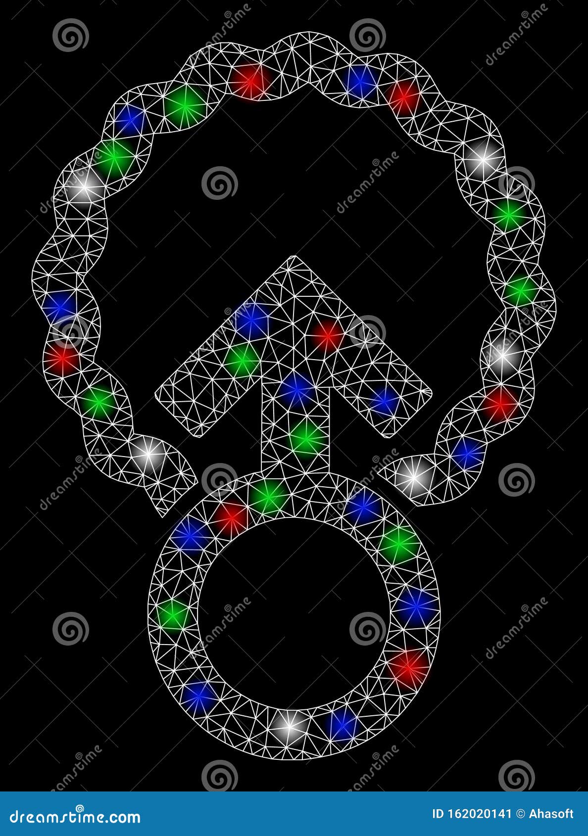 Bright Mesh Wire Frame Ovum Penetration With Flare Spots Stock Vector