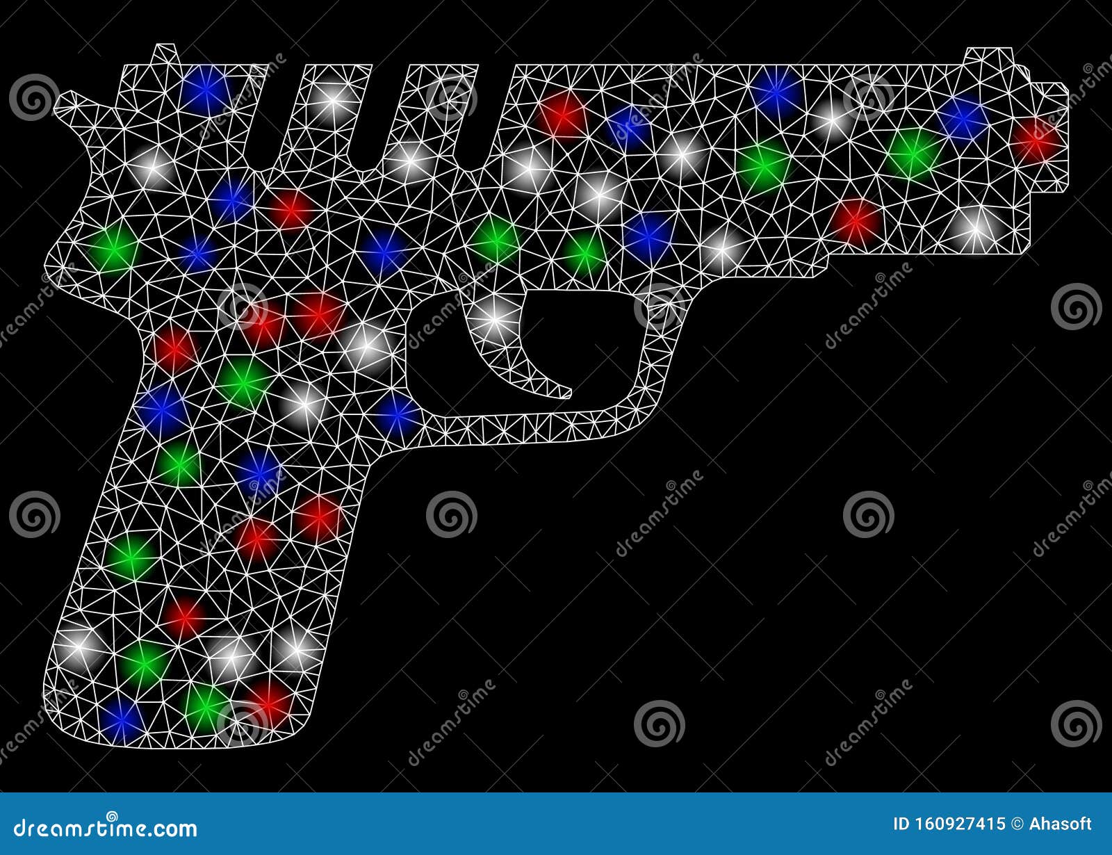 Bright Mesh Wire Frame Pistol Gun with Flare Spots Stock Vector ...
