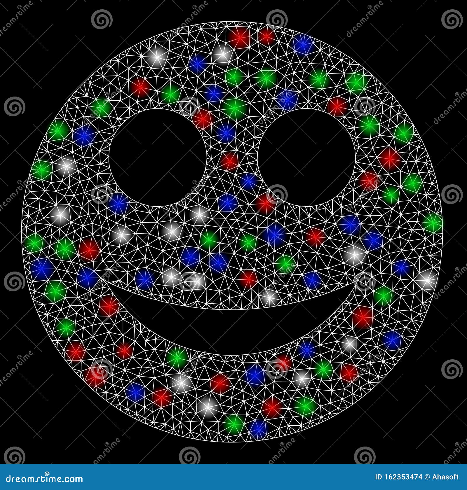 Bright Mesh Wire Frame Positive Smiley with Light Spots Stock ...