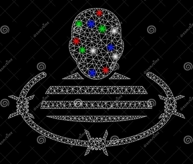 Bright Mesh Wire Frame Prison with Light Spots Stock Vector ...