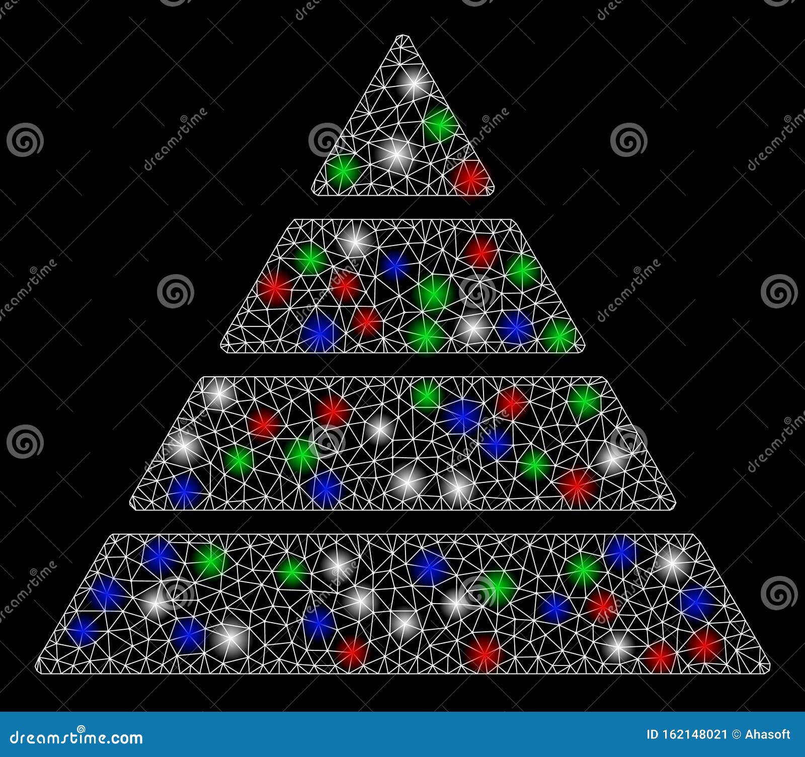 Bright Mesh Wire Frame Pyramid with Light Spots Stock Illustration ...
