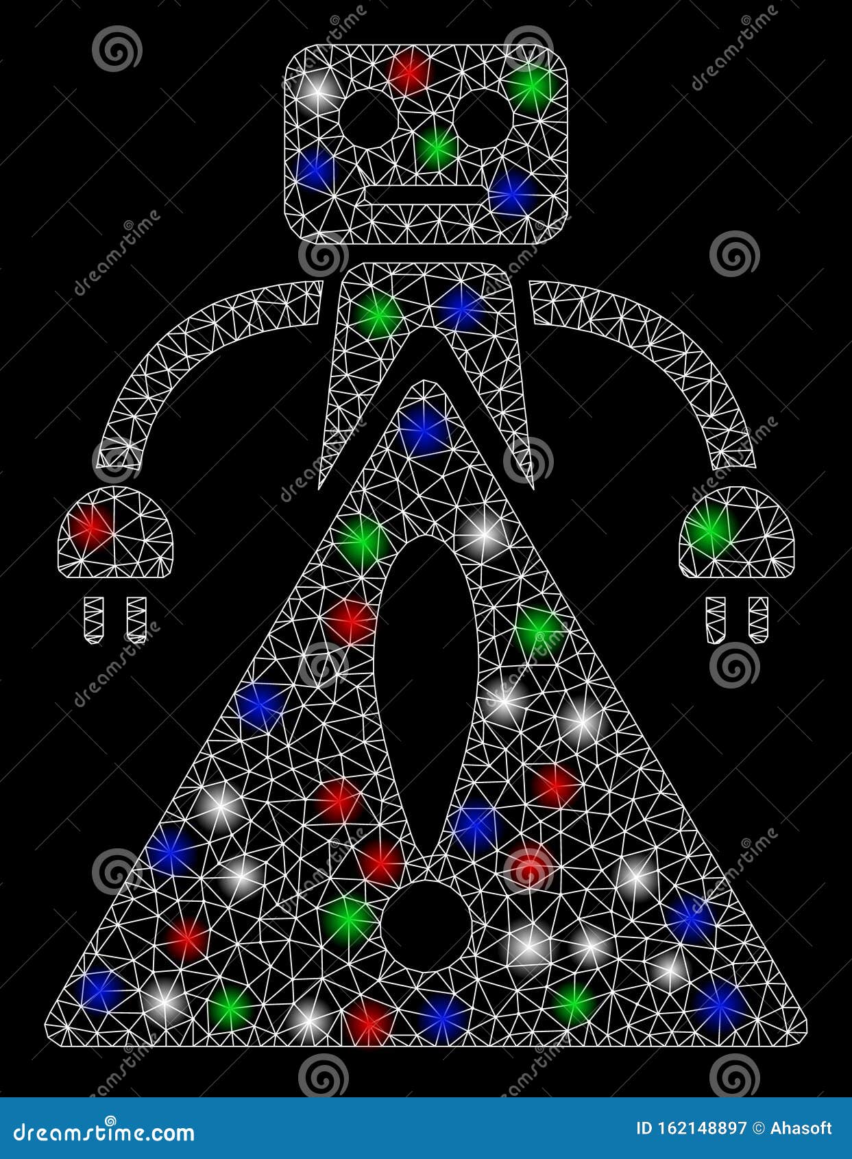 Robot Warning Mosaic And Grunge Cautious Watermark With Lines Cartoon ...