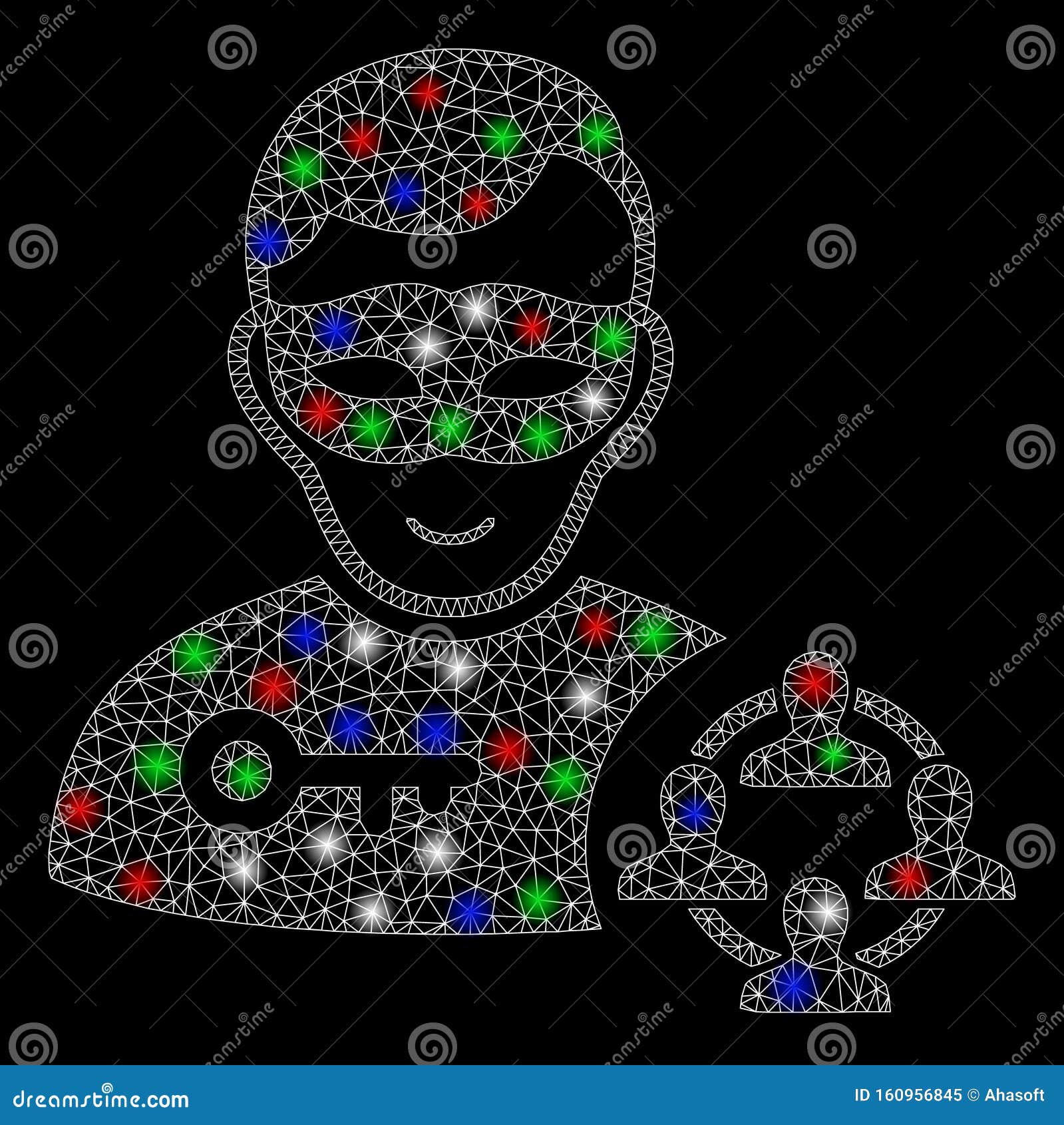 Bright Mesh Wire Frame Social Hacker with Light Spots Stock Vector ...
