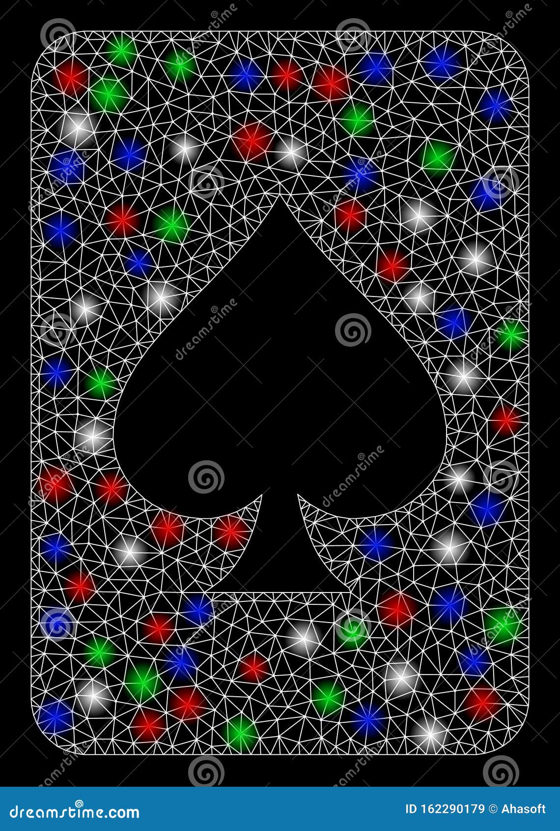 Bright Mesh Wire Frame Spades Gambling Card with Light Spots Stock ...