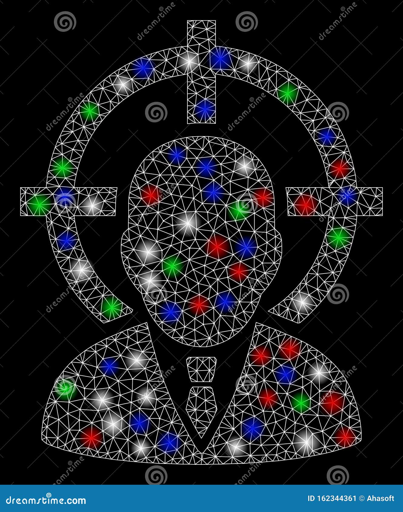 Bright Mesh Wire Frame Target Man with Flare Spots Stock Vector ...